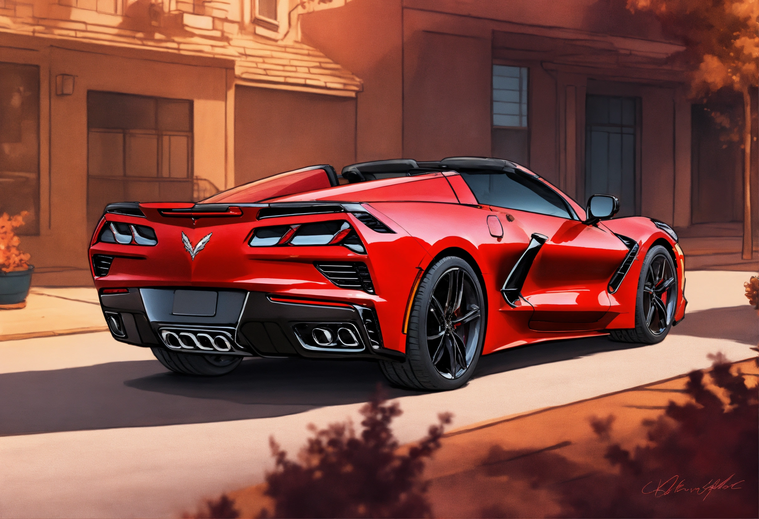 Lexica - Create a sketch drawing of a C8 Stingray Corvette with a ...