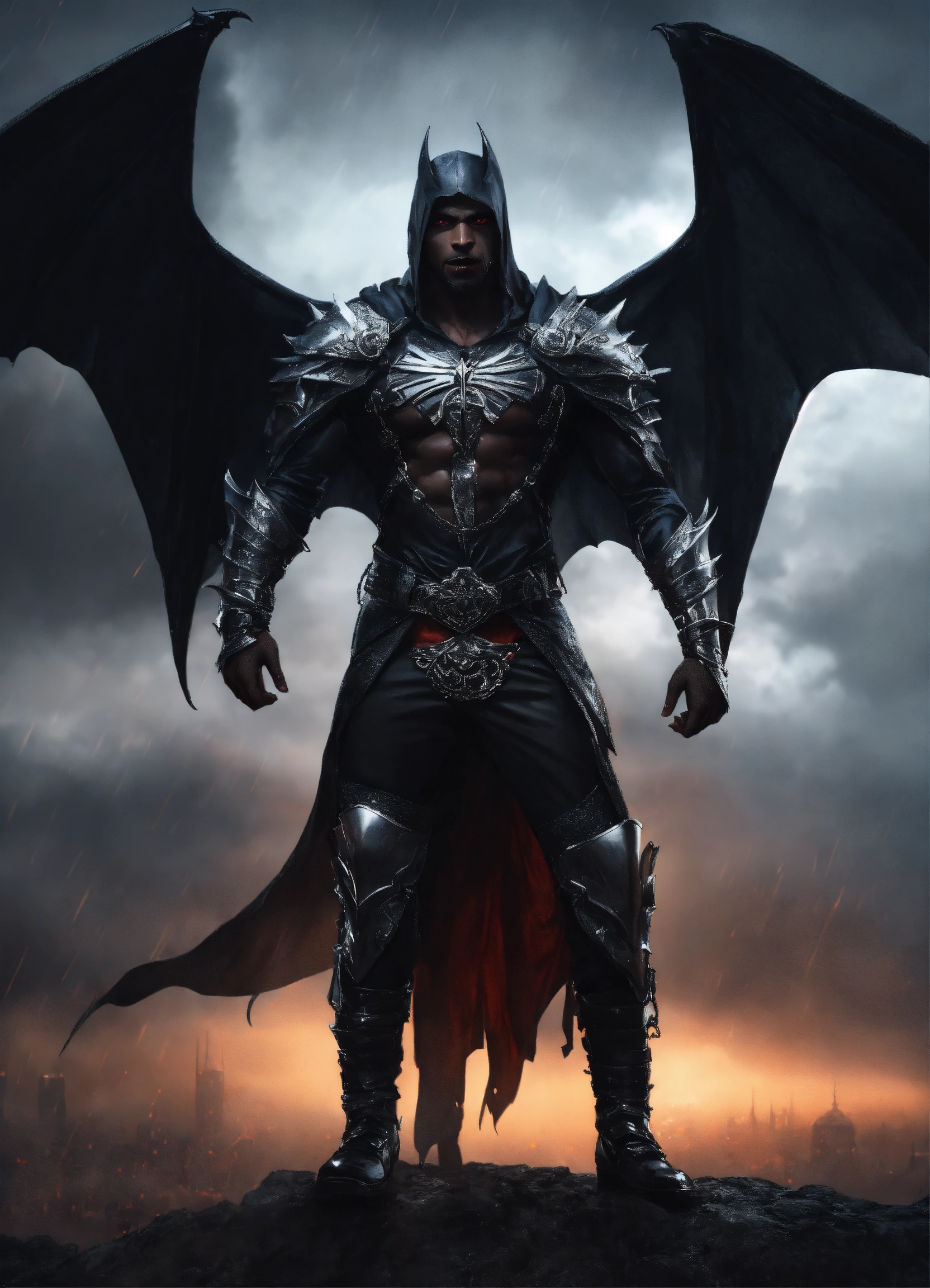 Lexica - Full body strong muscular evil black vampire man entangled in ...