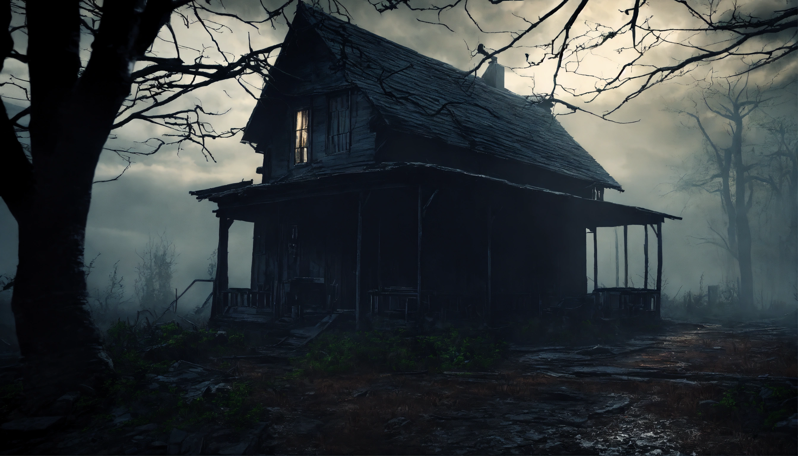 Lexica - NIGHT . DARK NIGHT. wooden house. digital image of a dark and ...