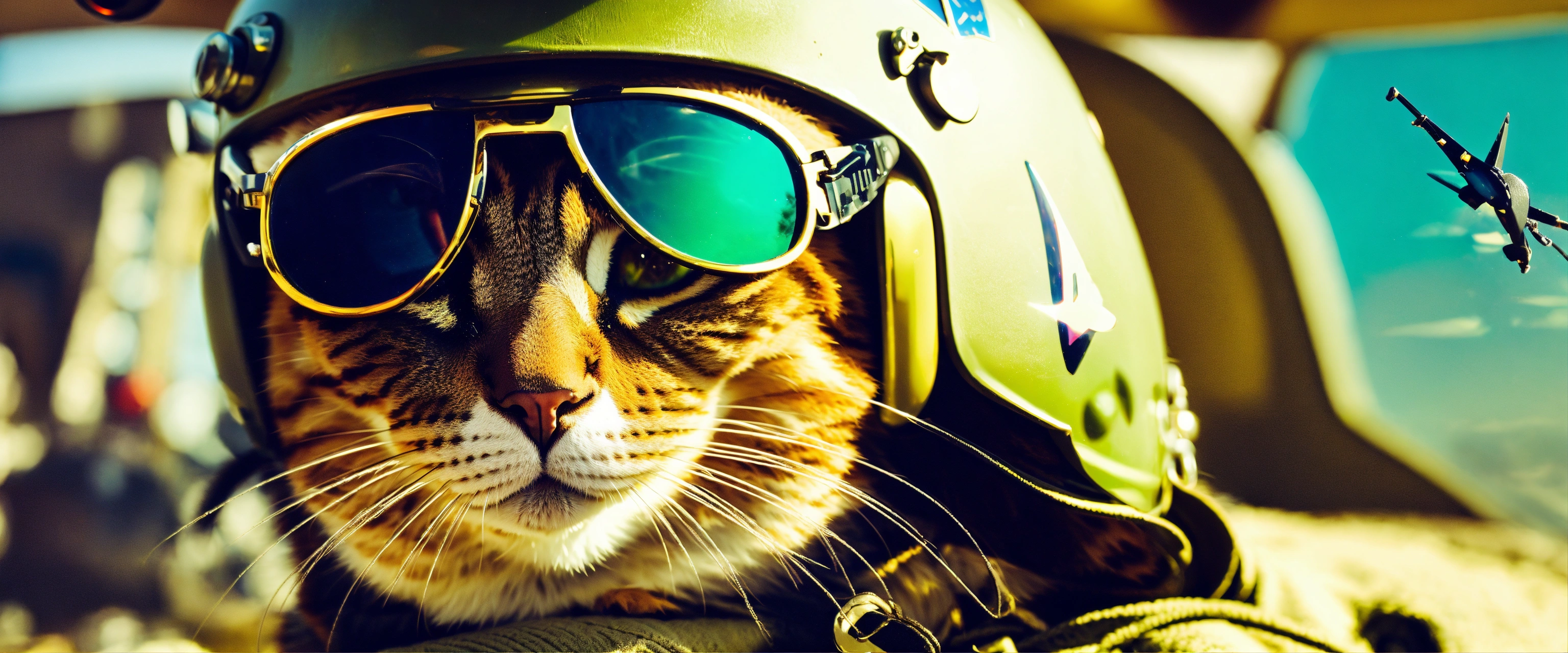 Lexica - A cute cat wearing sun glass and military airforce helmet and ...