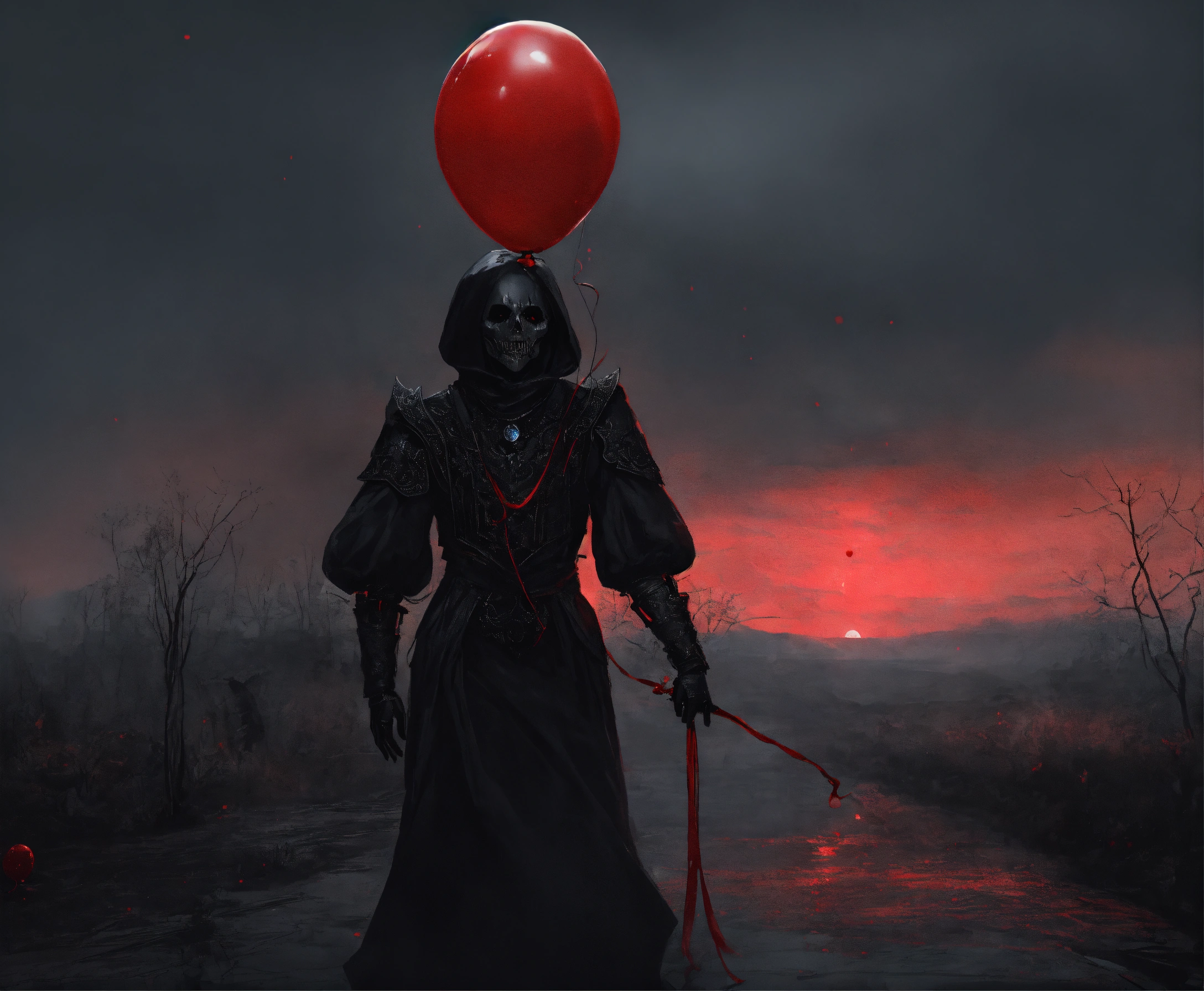 Lexica - Dark aesthetic, A creepy dark humanoid figure, holding a red ...