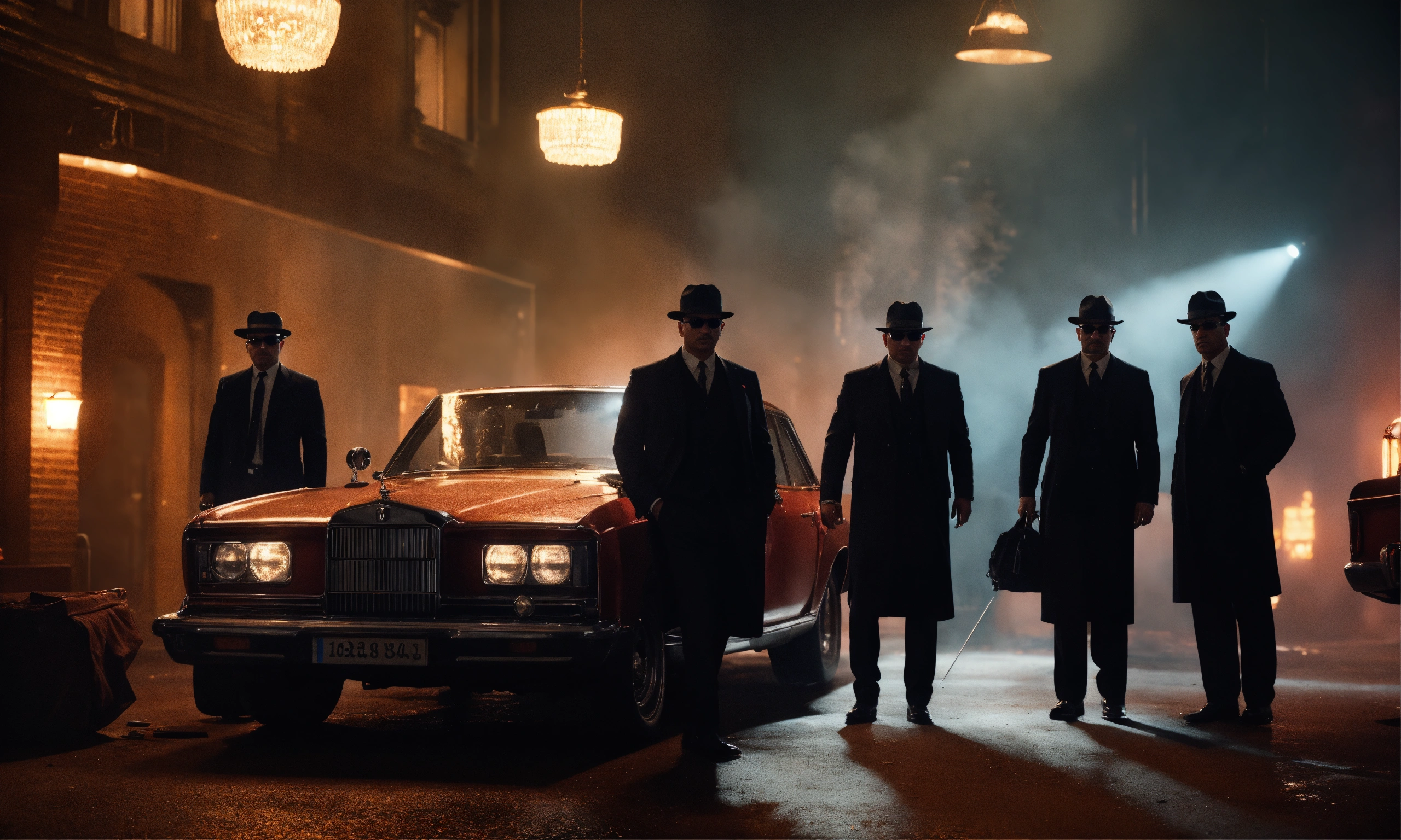Lexica - Group of mafia gangster members in crime scene set design ...