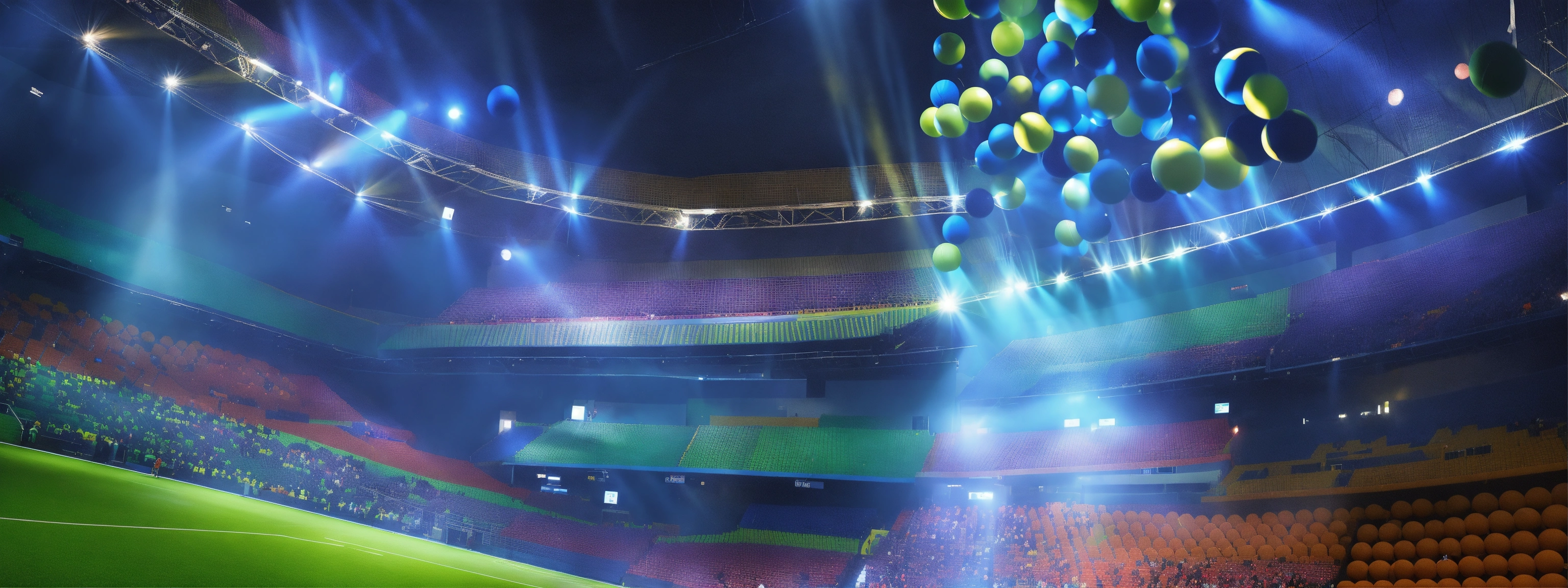 Lexica - Design an image featuring 50 illuminated handballs forming ...