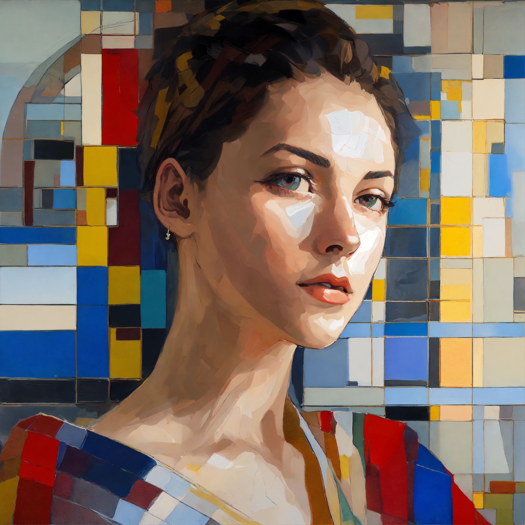 Lexica - A woman, oil painting, transparent, in style, generative art ...