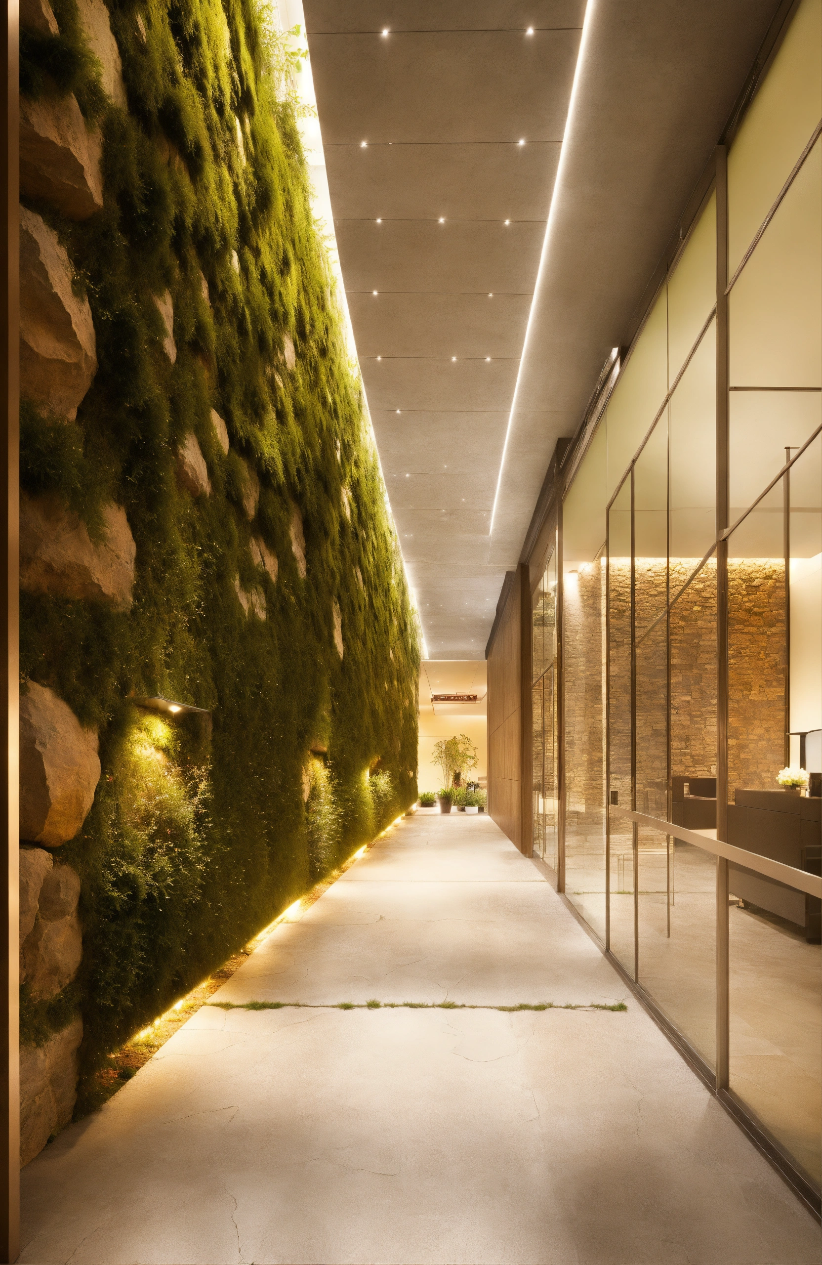 Lexica - Airport corridor, one side of the corridor full height glass ...