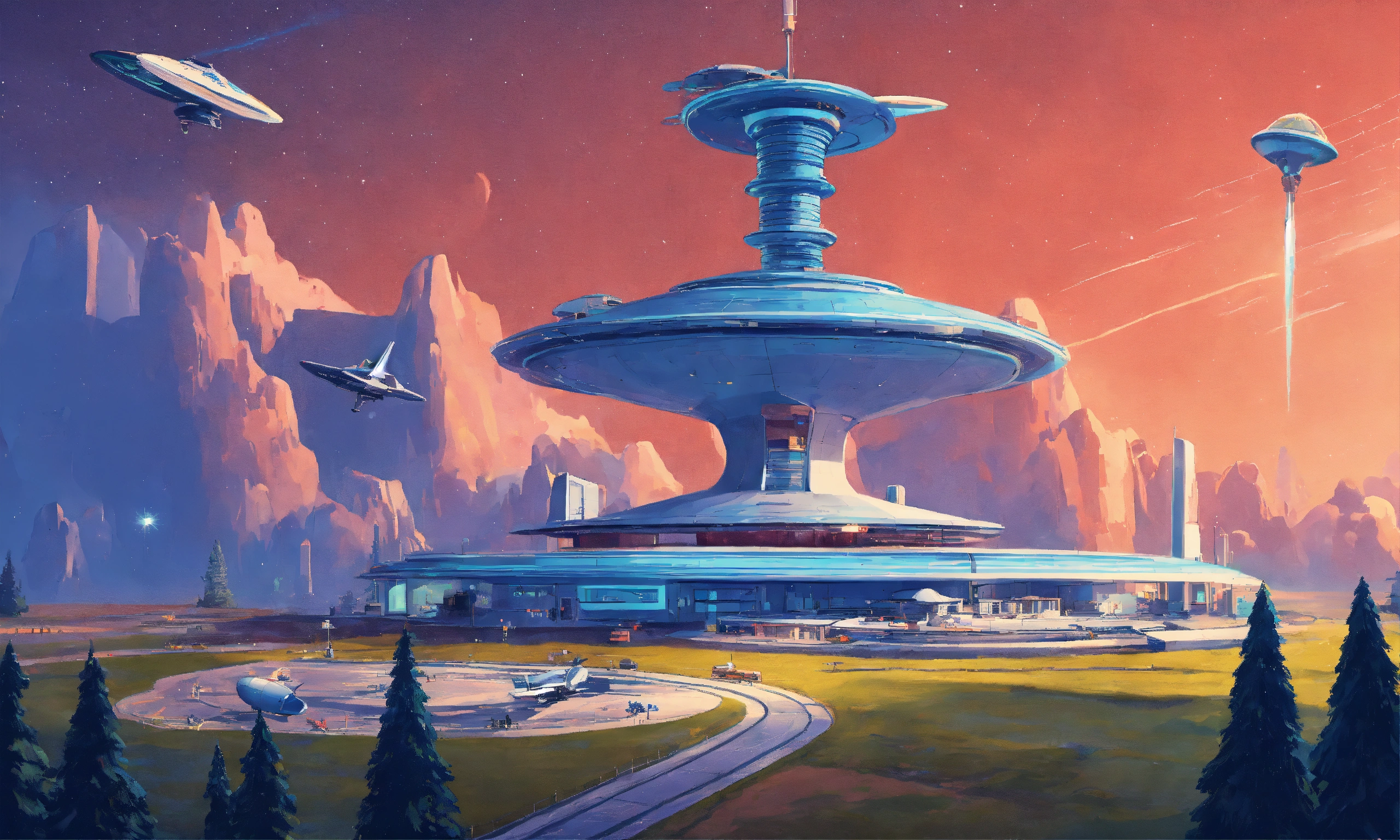 Lexica - Satellite. Isometric. Retrofuturistic. USSR. Jetsons. Space.