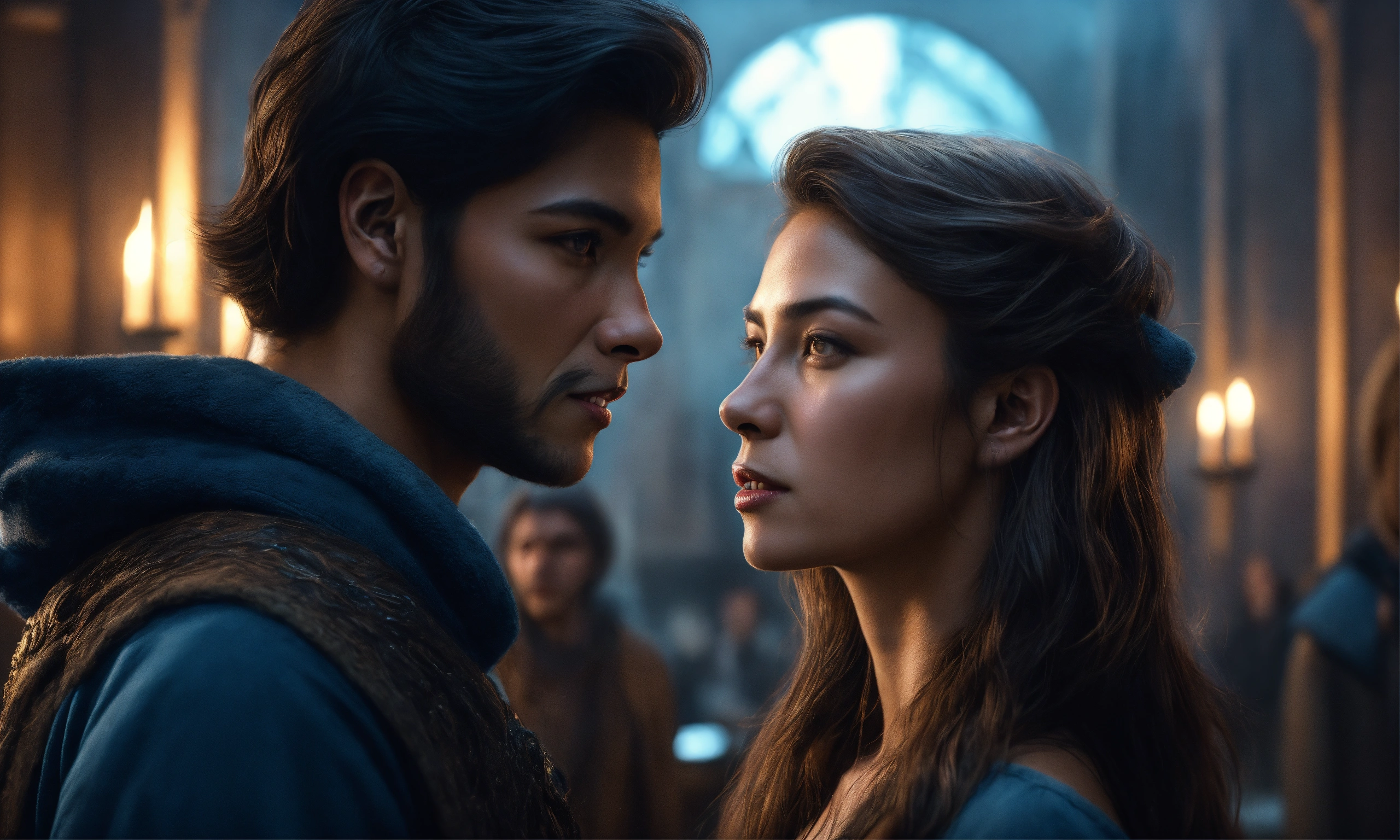 Lexica - Beautiful girl and handsome man in werewolf academy, mystic ...