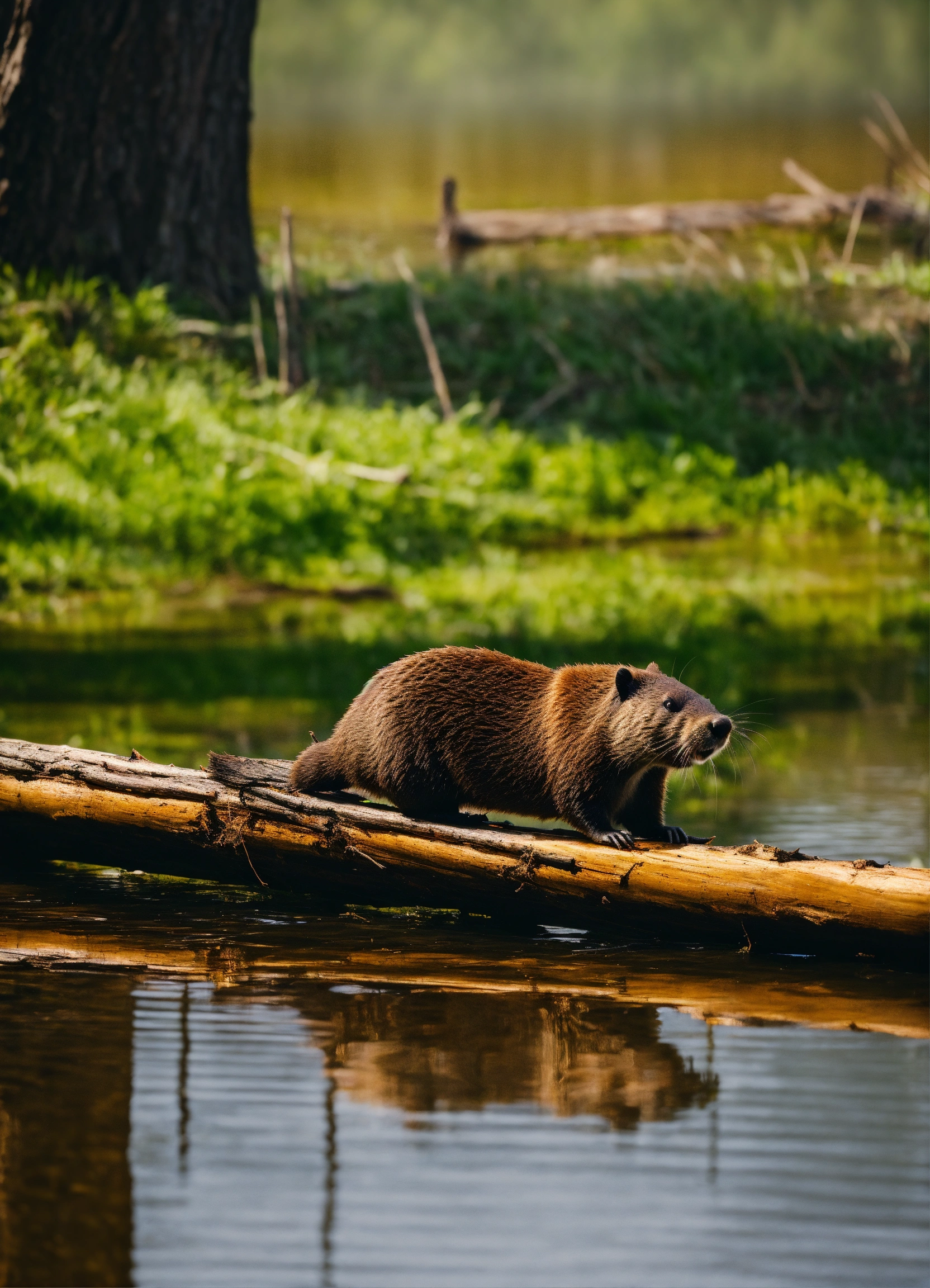 Lexica - A beaver carrying a long log