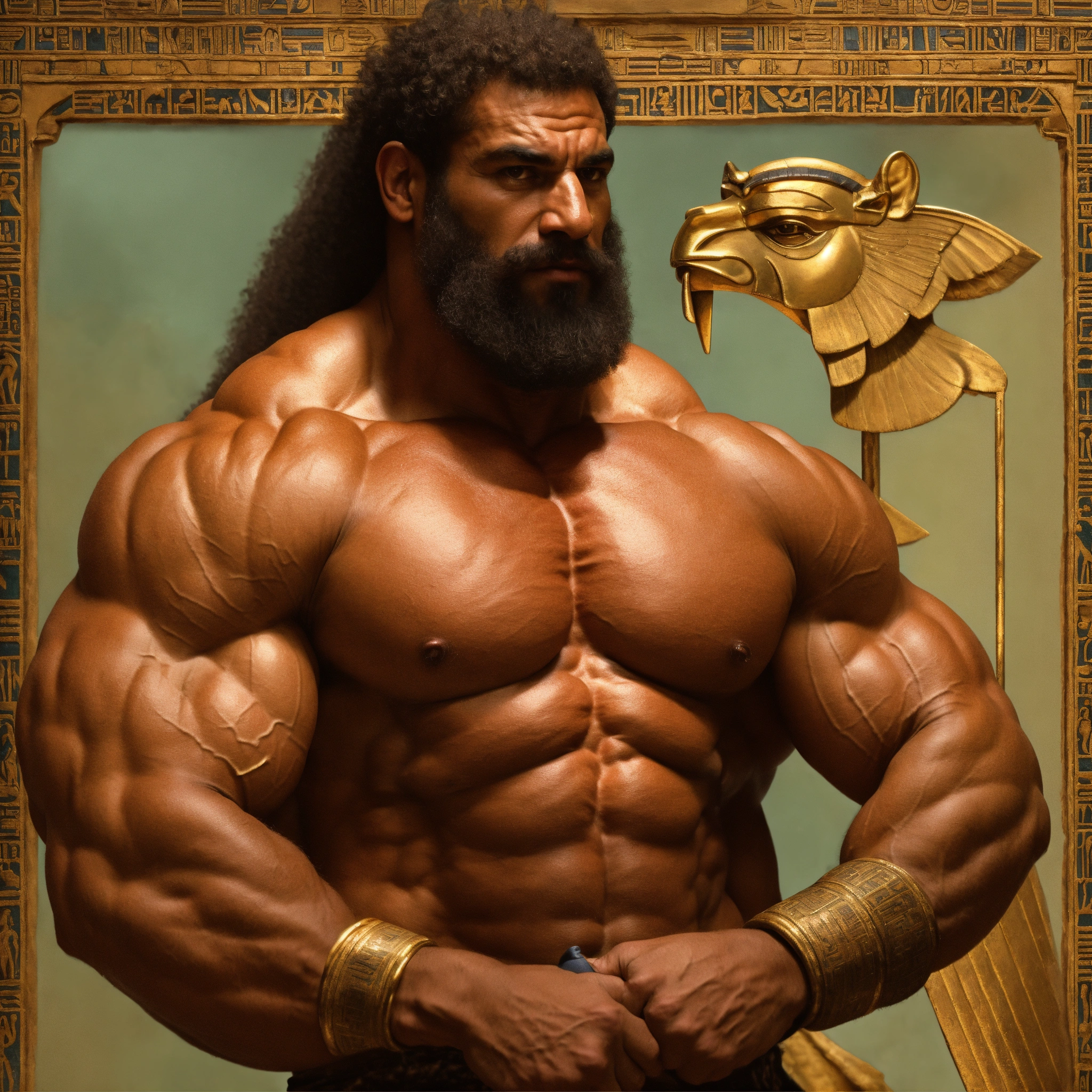 Lexica - 50-year-old hairy ancient Egyptian god with big muscles, big ...