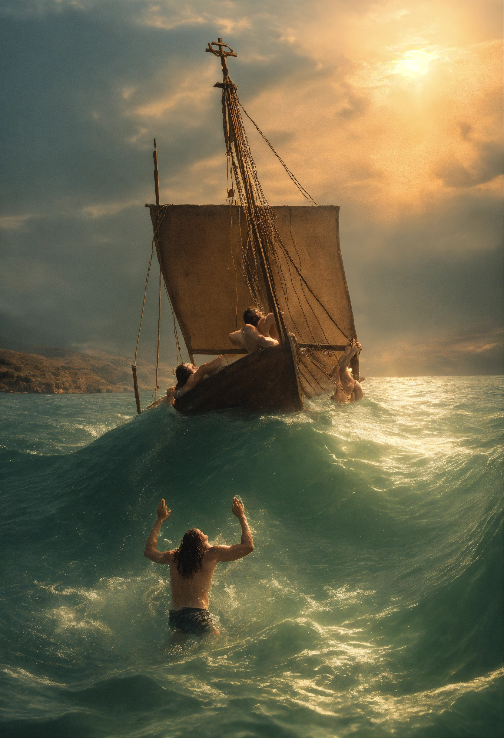 Lexica - Peter drowning and hesus hold his hand to save him