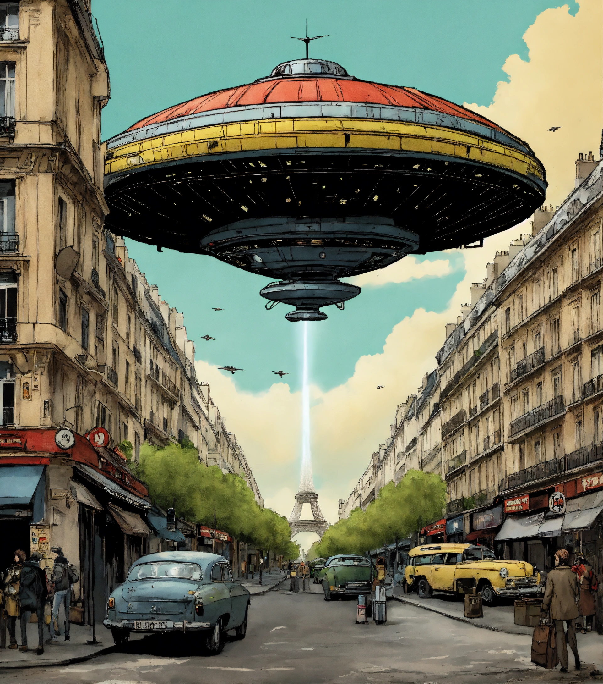 Lexica - Comic book ufo invasion postapocalyptic paris
