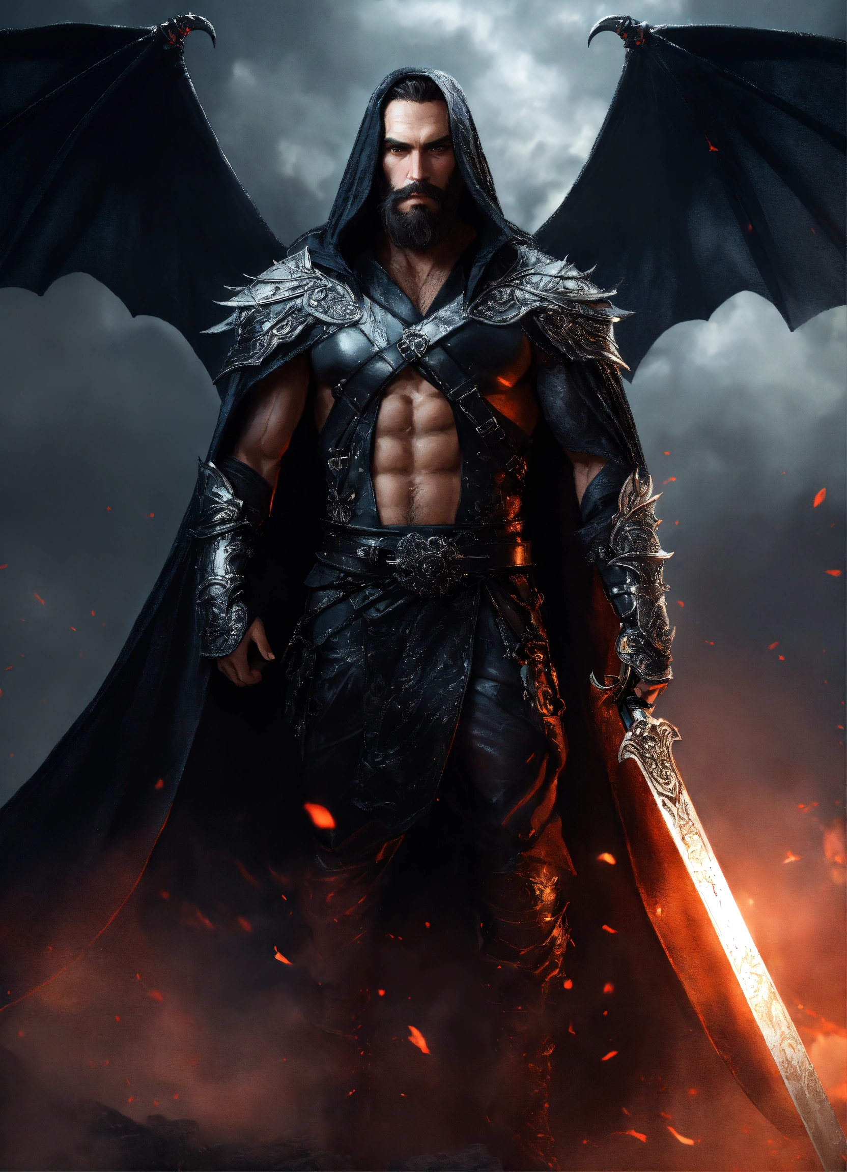 Lexica - Full body strong muscular evil vampire man with beard ...