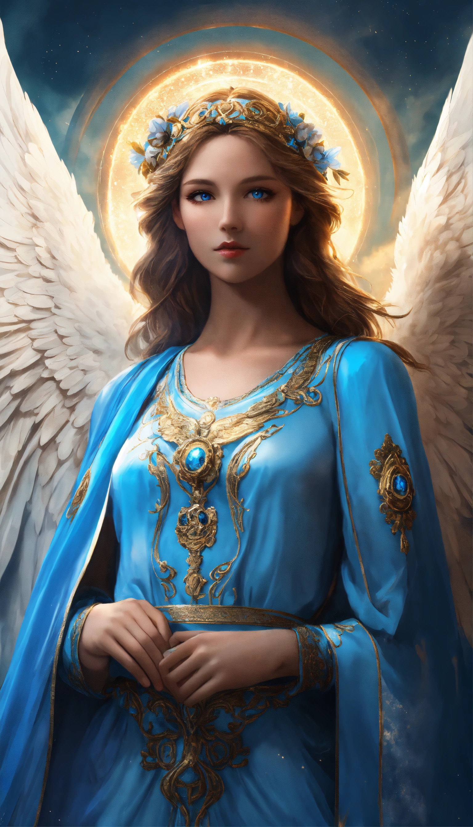 Lexica - Beautiful and perfect guardian angel with defined blue wings ...