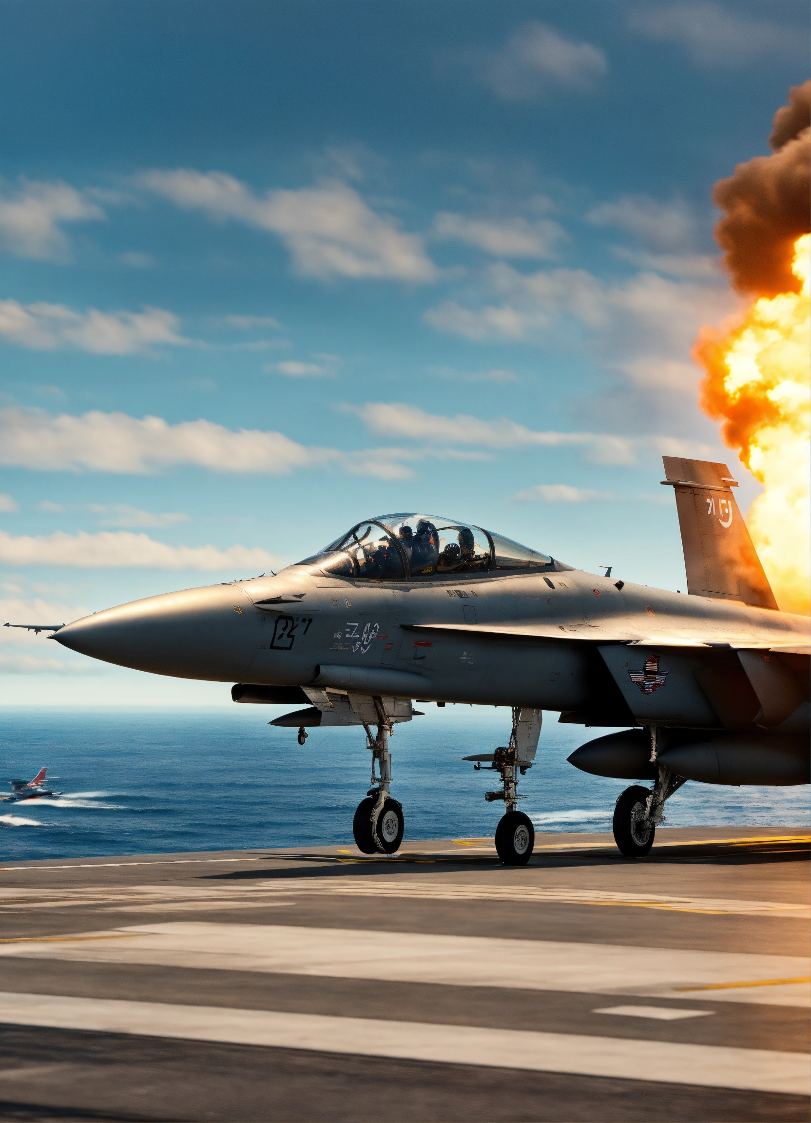 Lexica - A realistic top gun fighter jet taking off from a aircraft ...