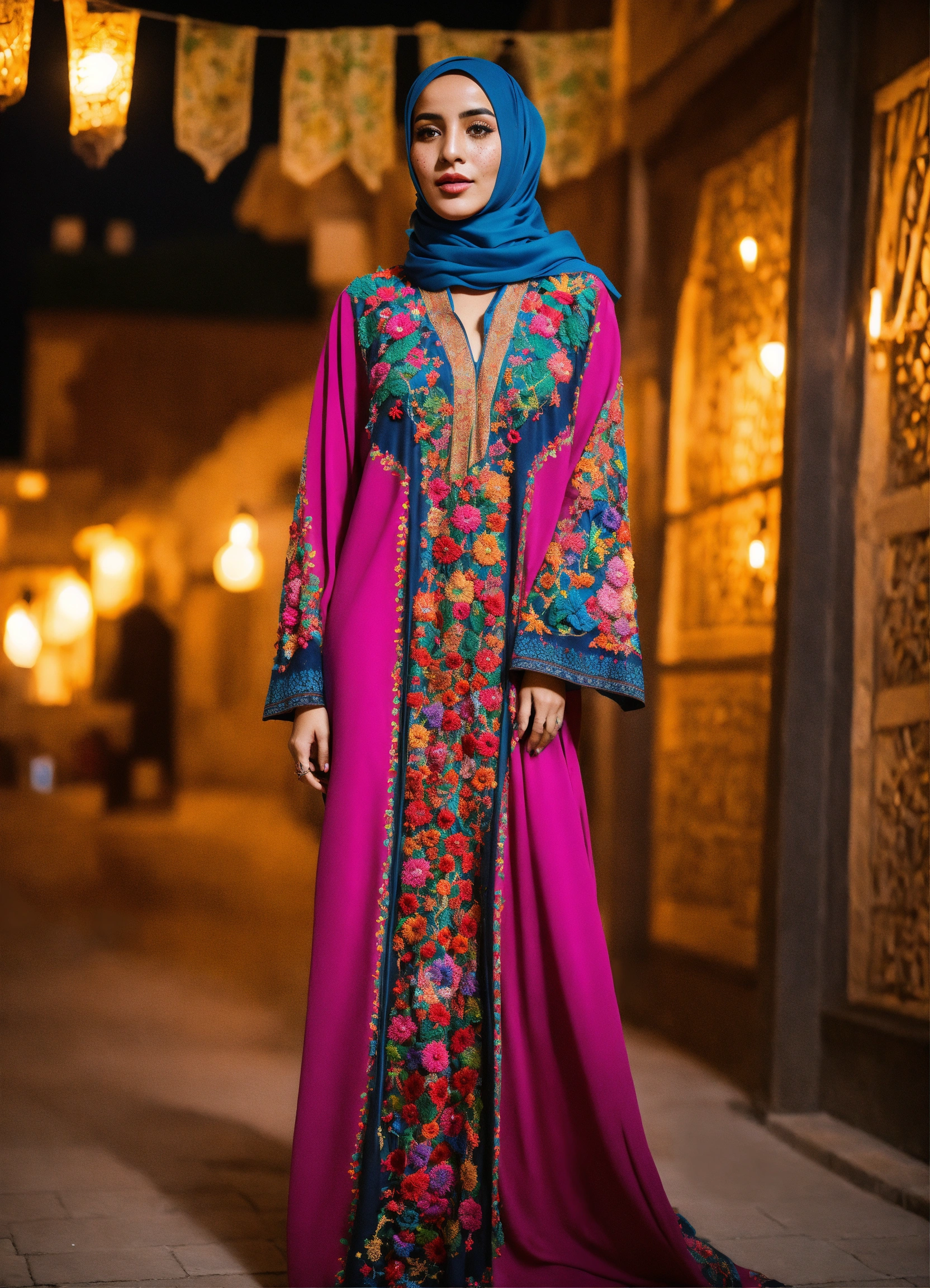 Lexica - Beautiful hijab Palestinian woman with freckles, wearing a ...