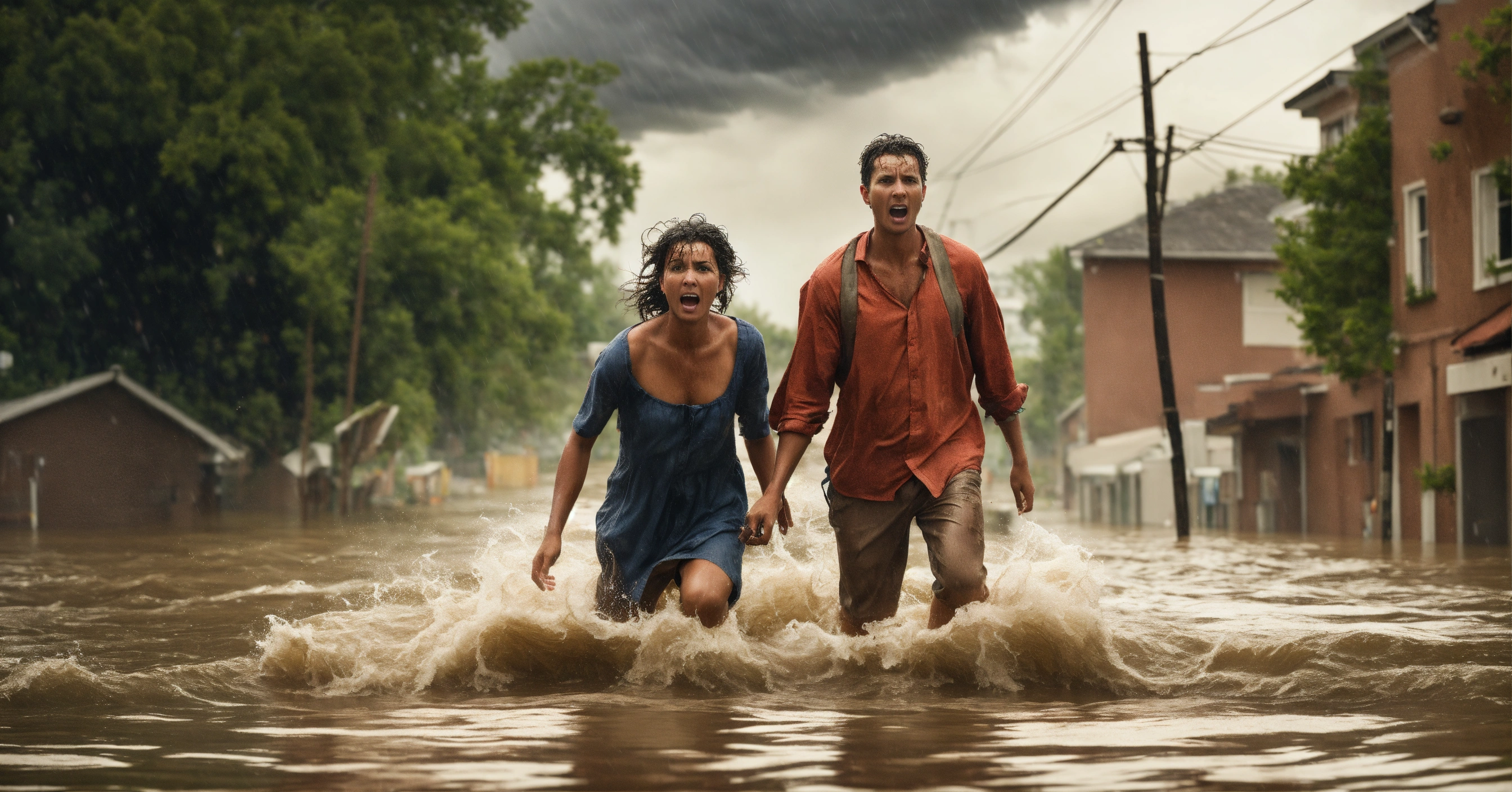 Lexica - Produce me an image of frightened persons fleeing a ...