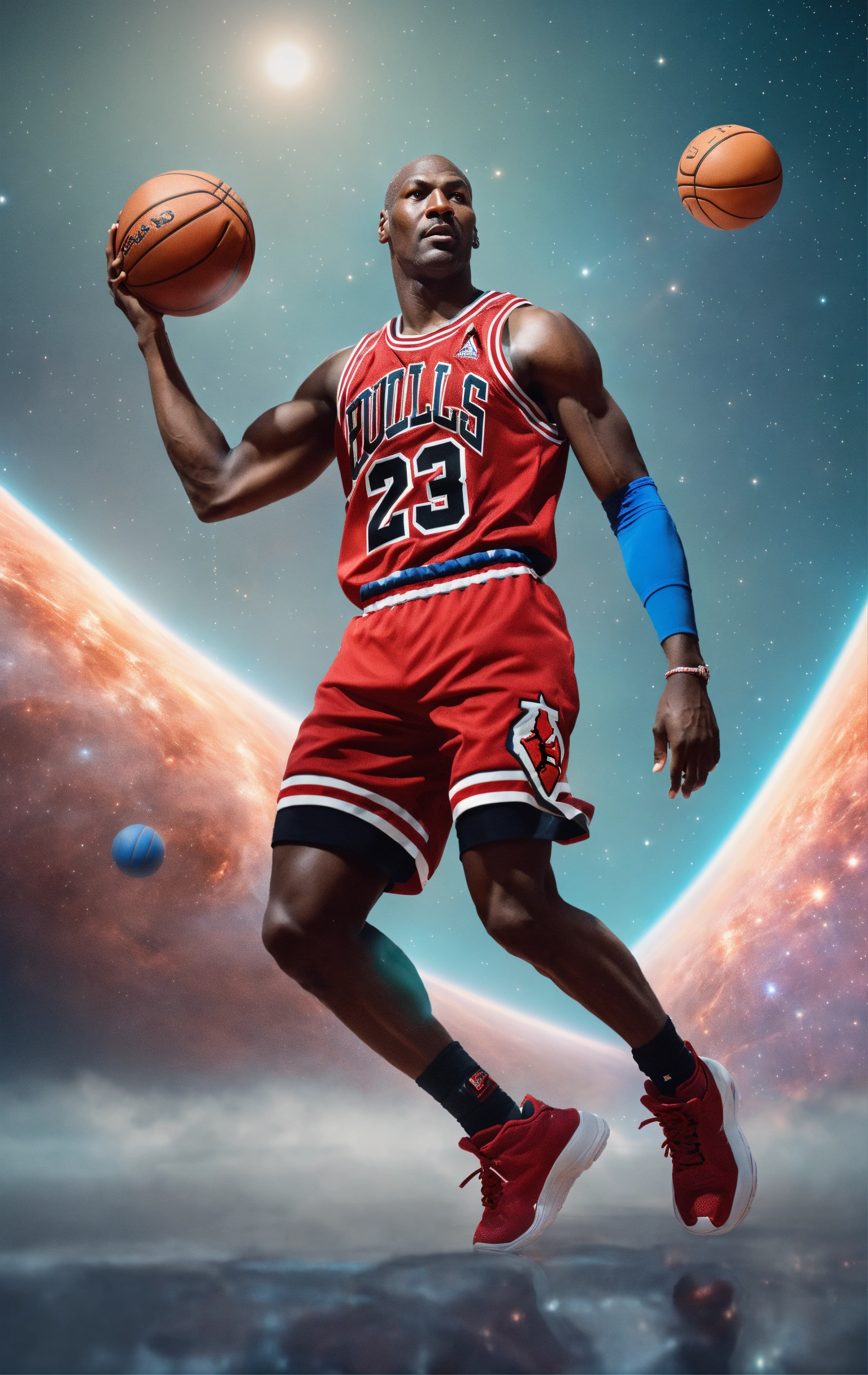 Lexica - Hyper realistic like Michael Jordan, holds basket ball in hand ...
