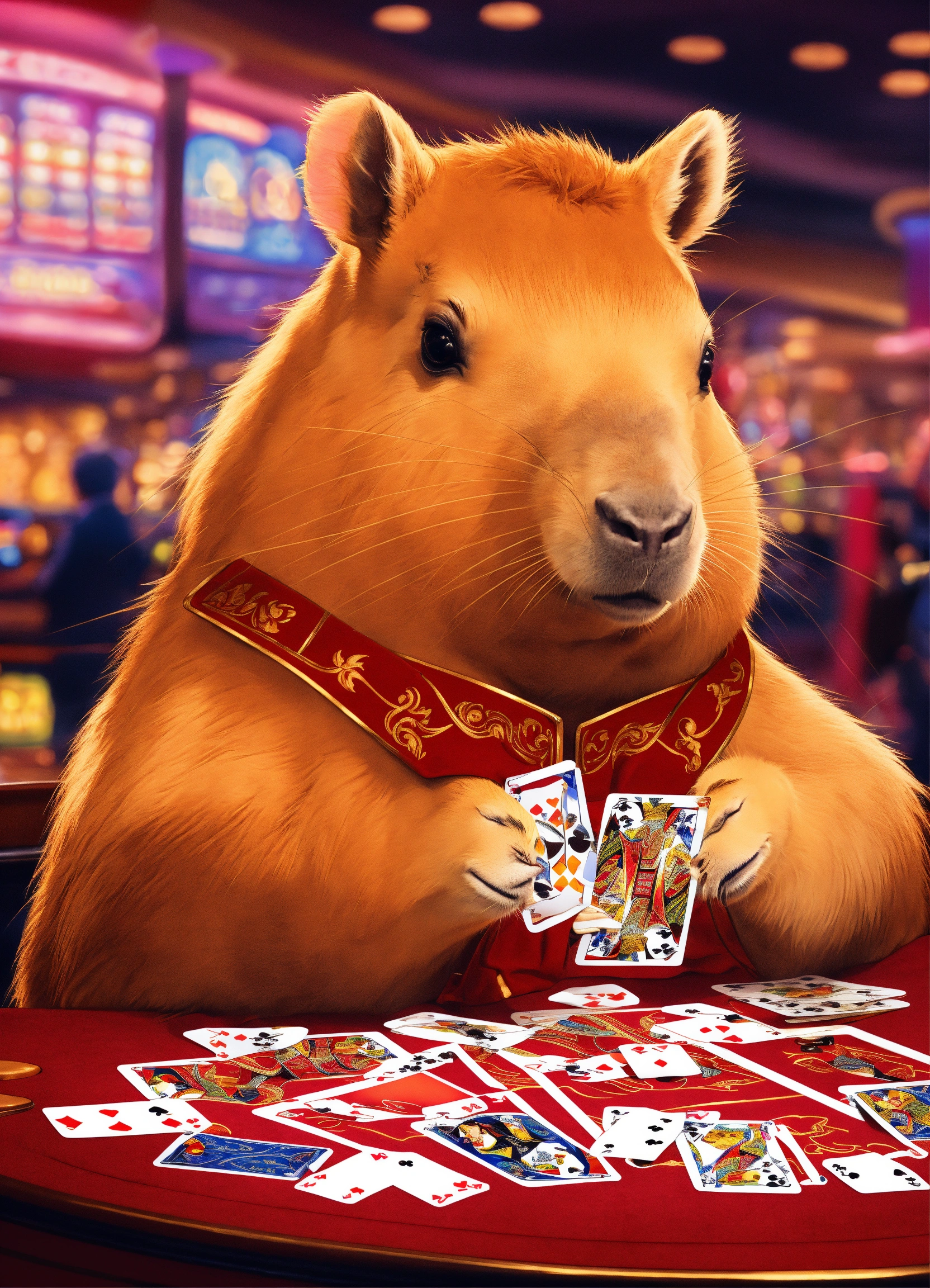 Lexica - Group of capybaras playing cards in a casino in Las Vegas ...
