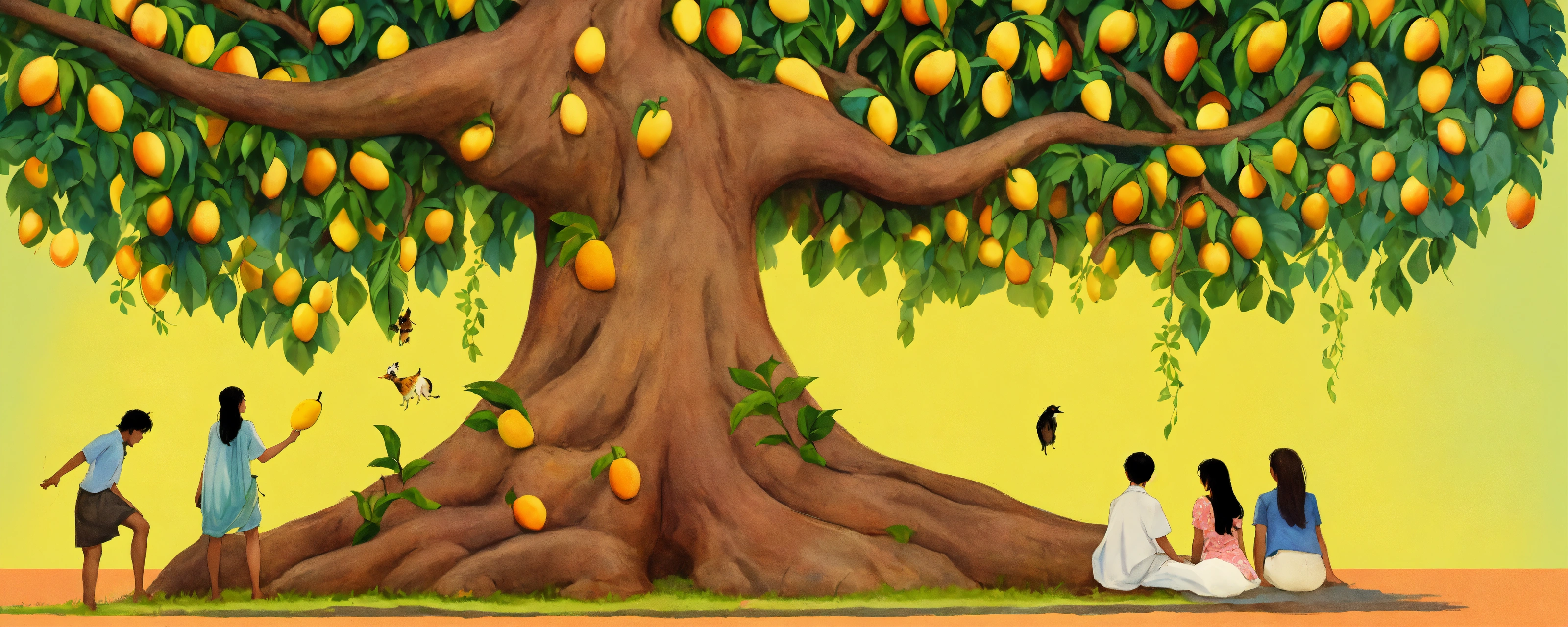 Lexica - A woman whose legs turn into the trunk of a mango tree, her ...