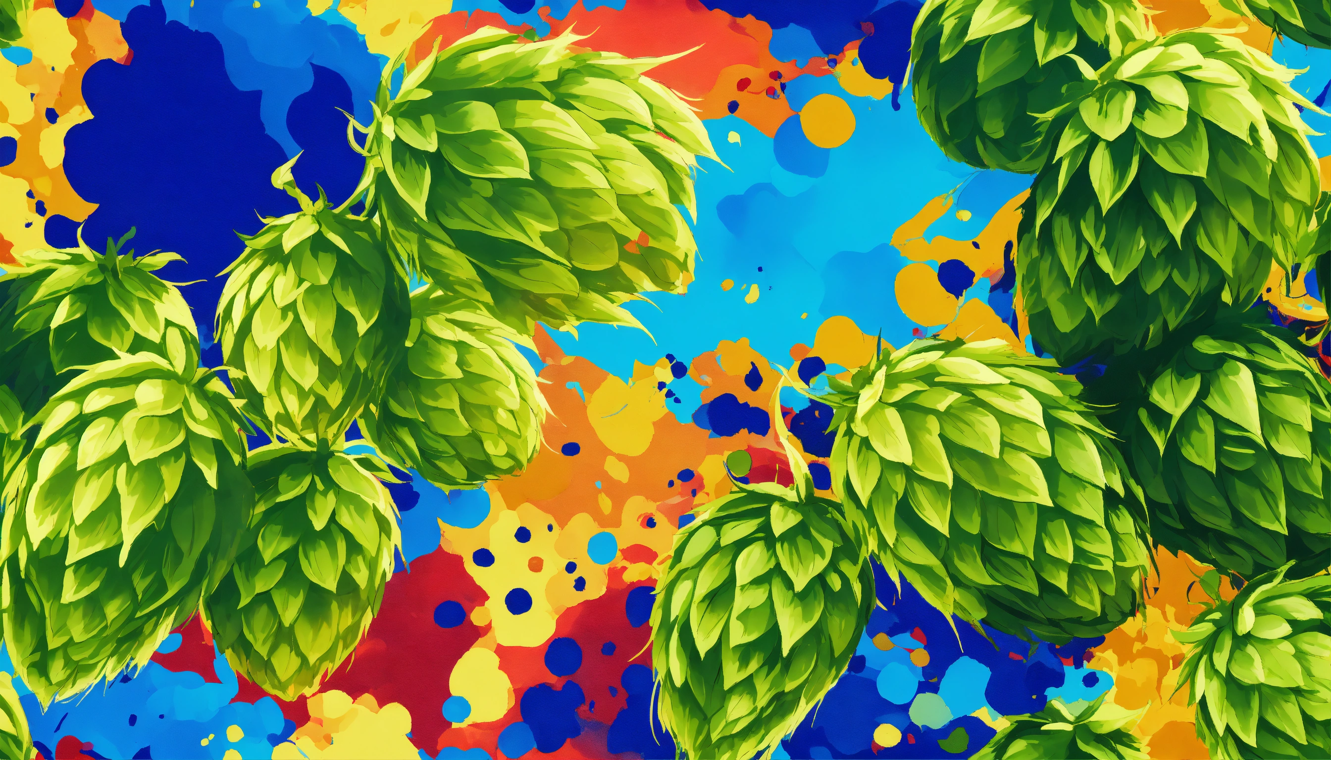 Lexica - Composition of bunches of hops with an explosion of colored ...