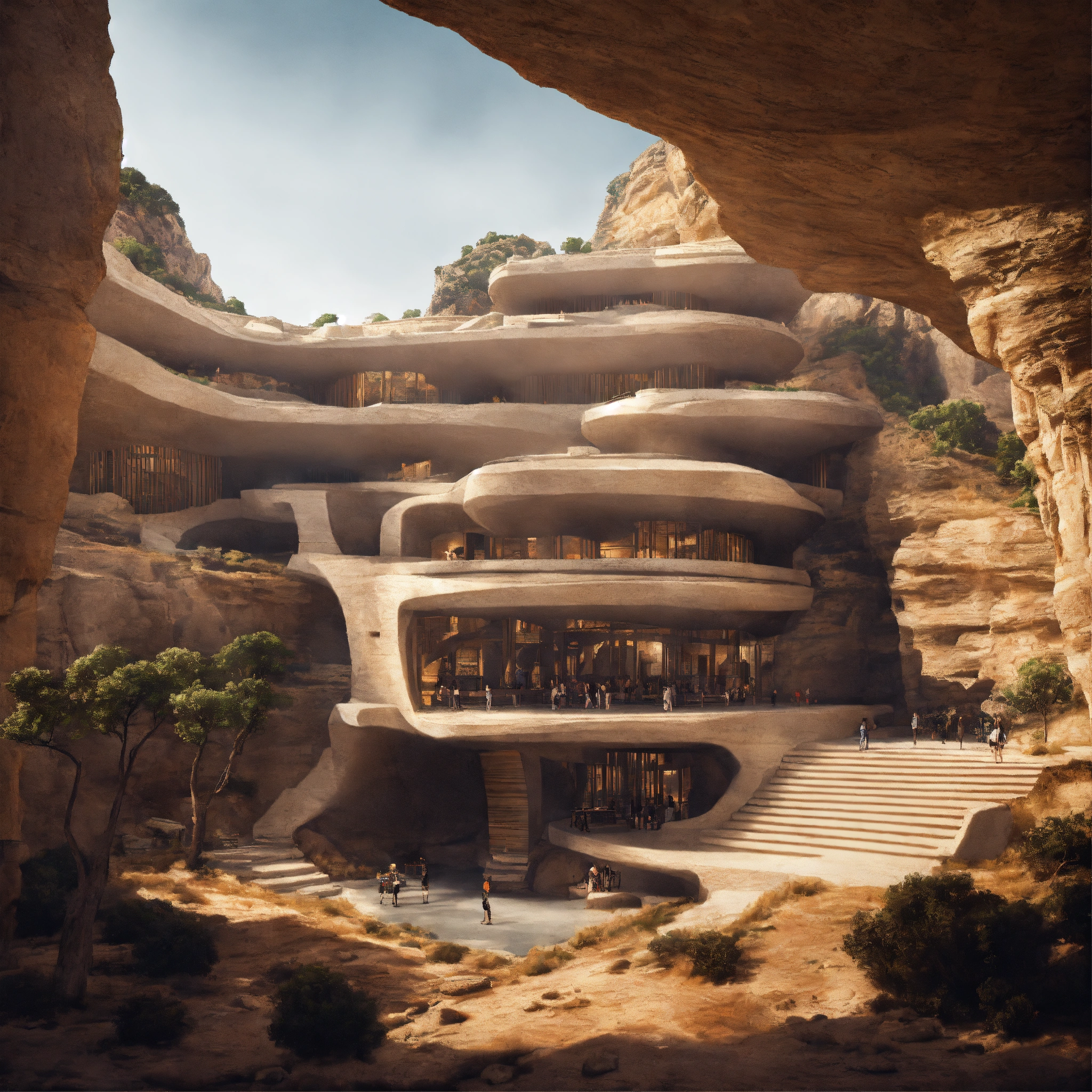 Lexica - Futuristic temple inspired by ancient greece and rome carved ...