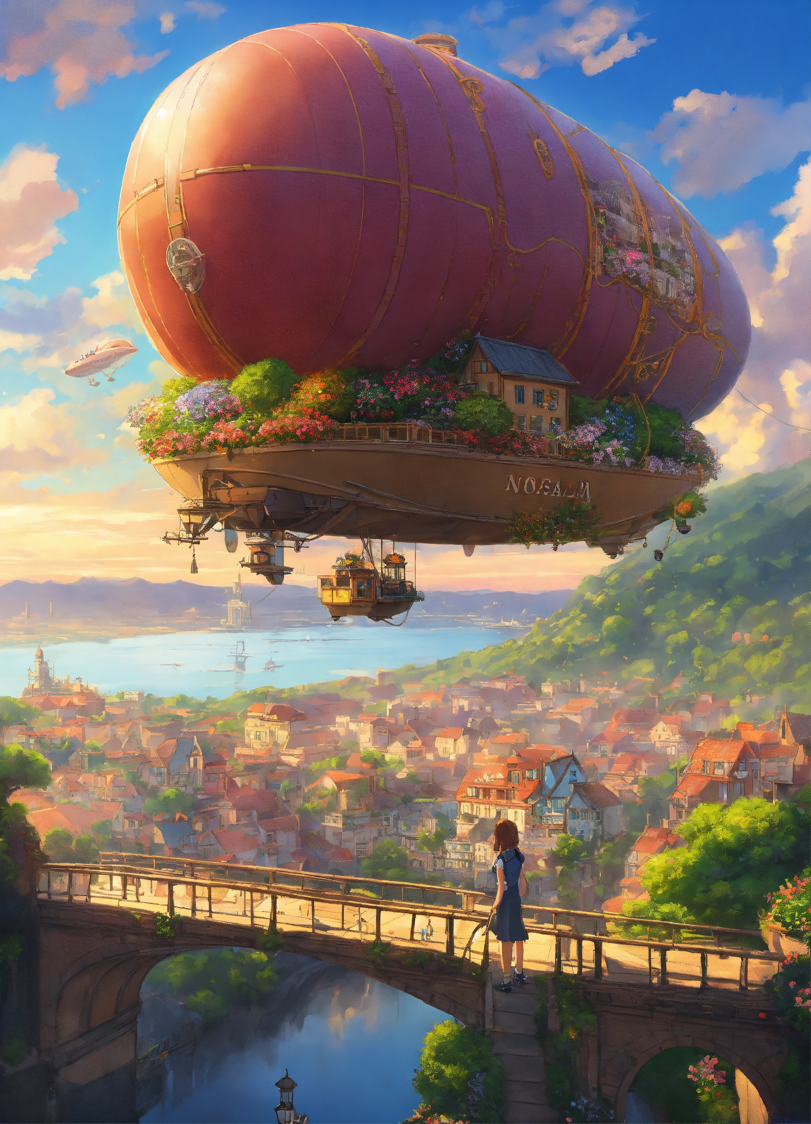 Lexica - Dream world, studio ghibli illustration, a realistic cityscape ...