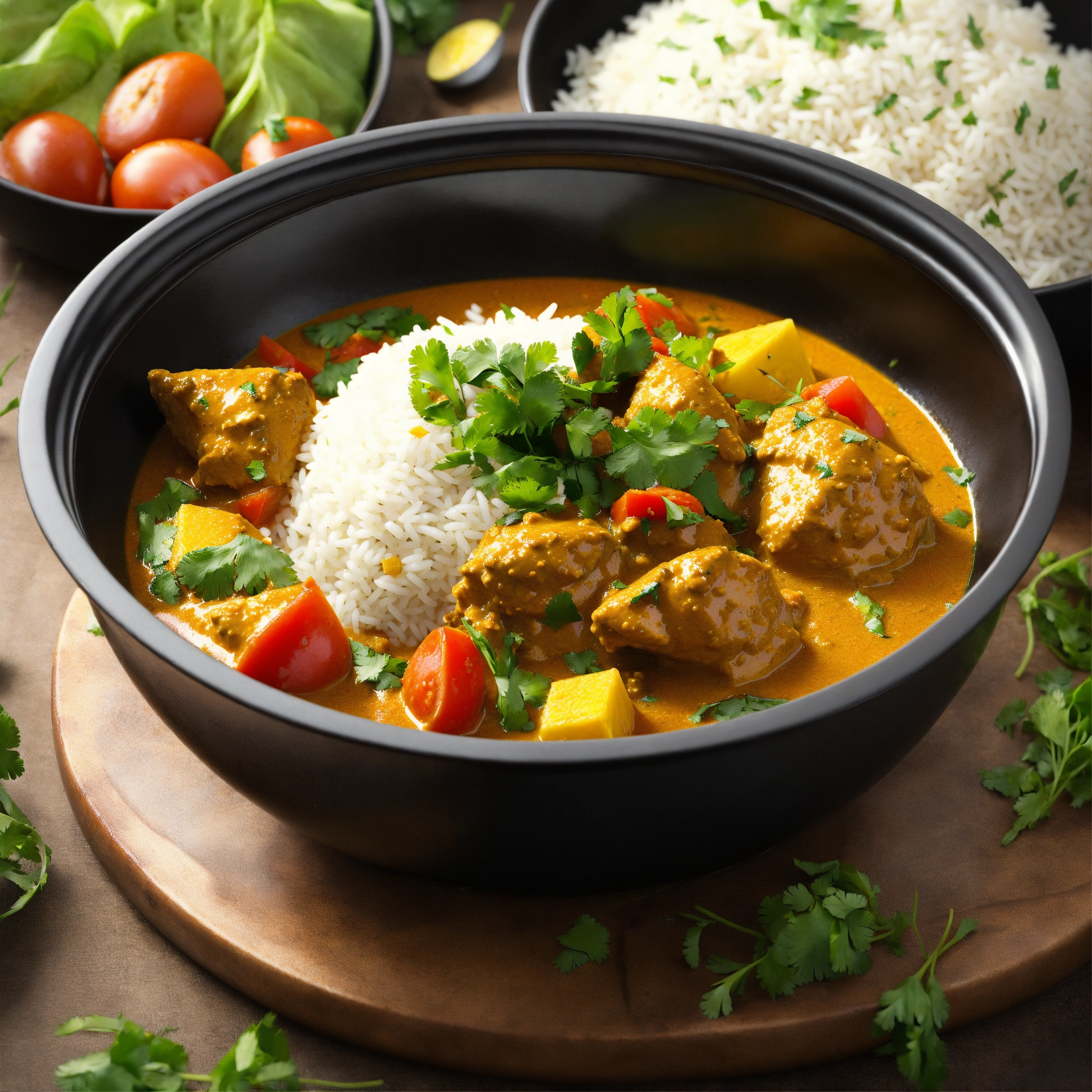 Lexica - Exotic chicken curry , with butter nan, green salad , steamed ...