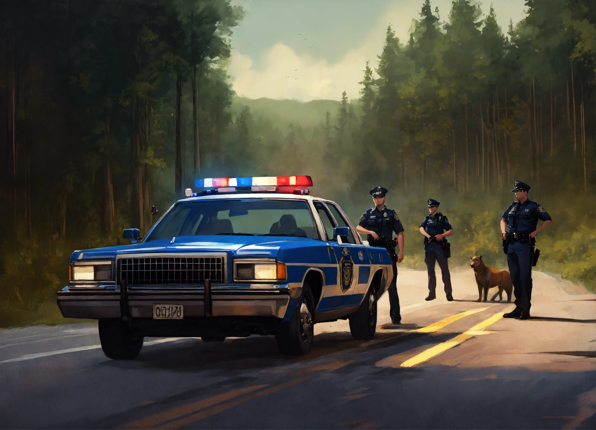 Lexica - Close up, highly detailed, rural police agents on a roadblock ...