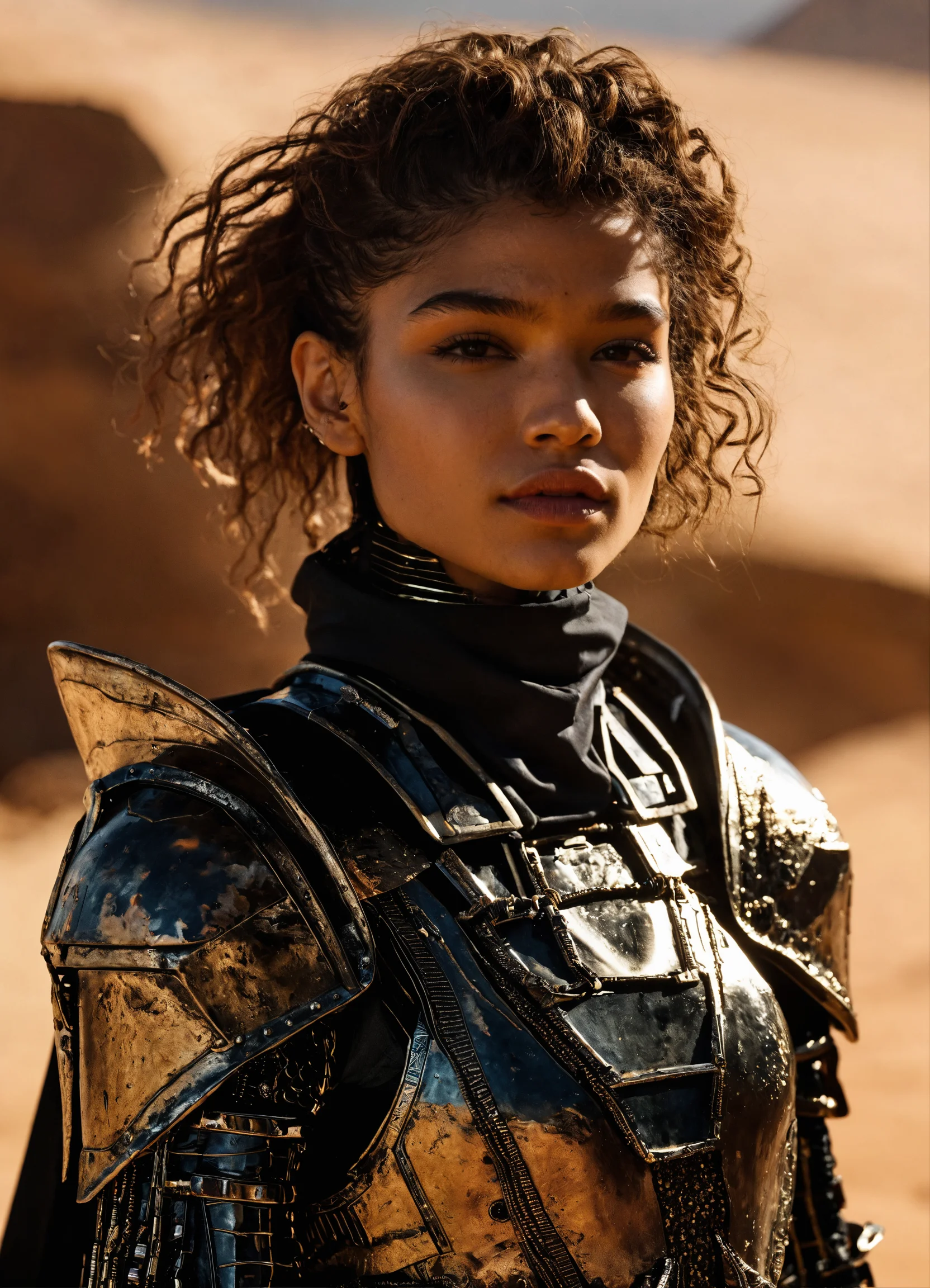 Lexica - Zendaya, ultra high resolution, partial rustic black armor ...