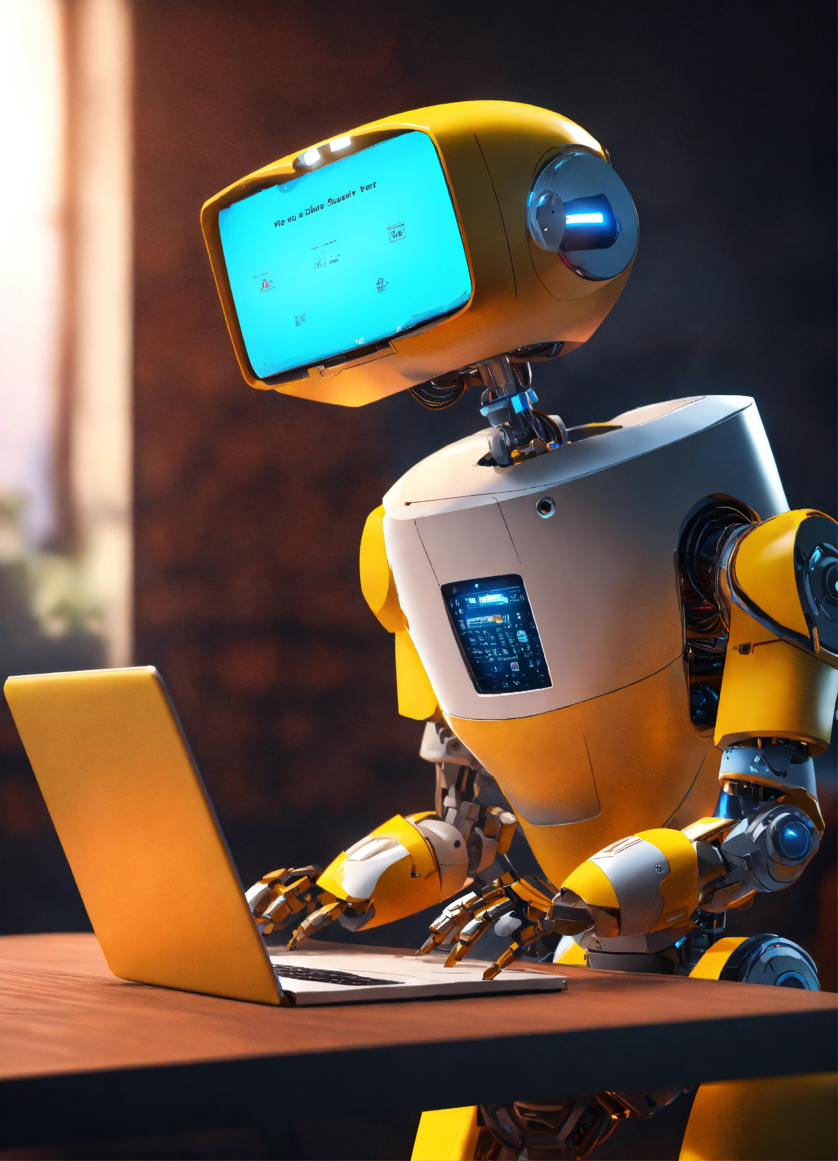 Lexica - Cute very simplistic robot plugged to databases, eyes looking ...