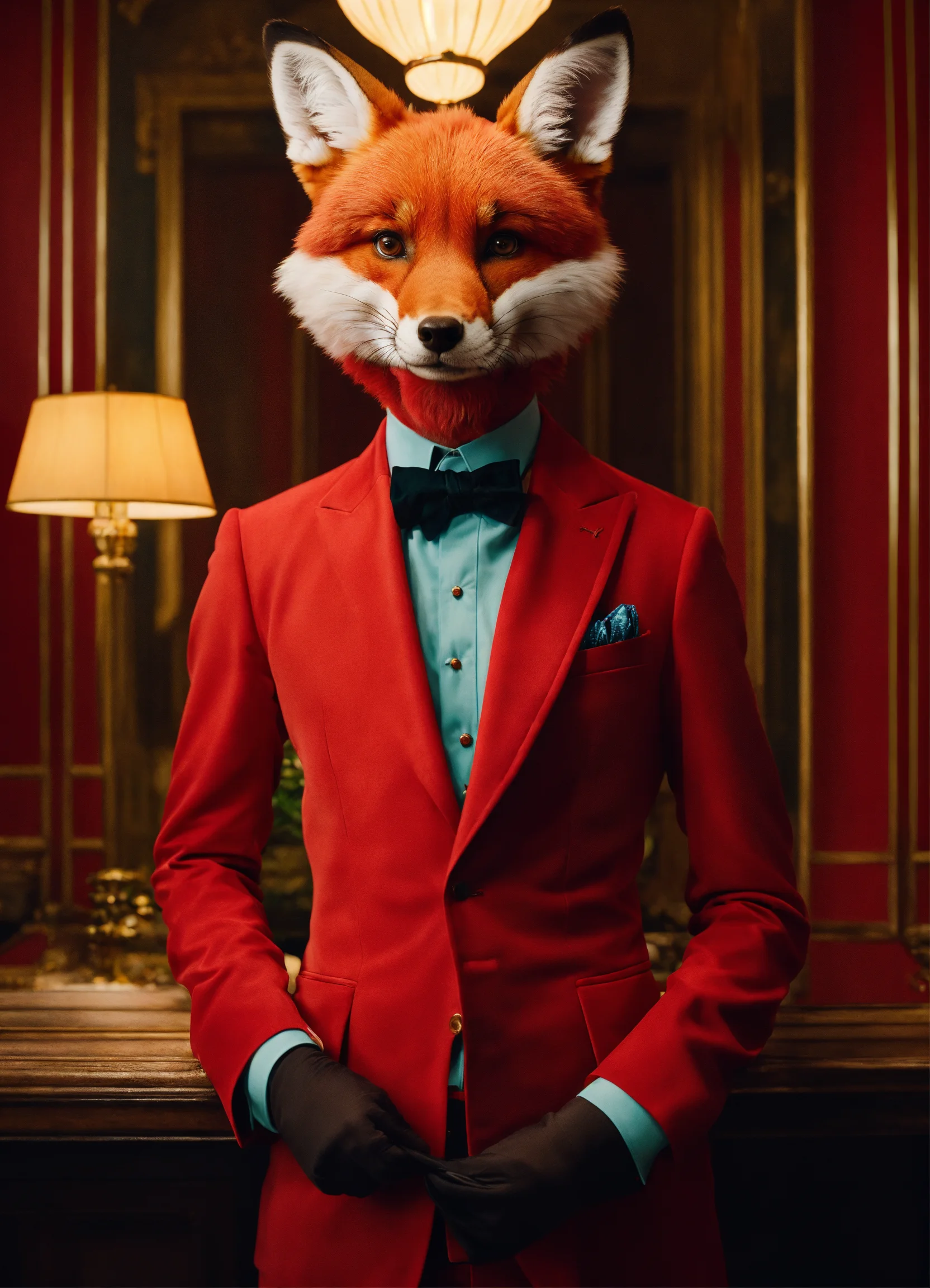 Lexica - Award - Winning Cinematic Still of Fox-Headed butler posing ...