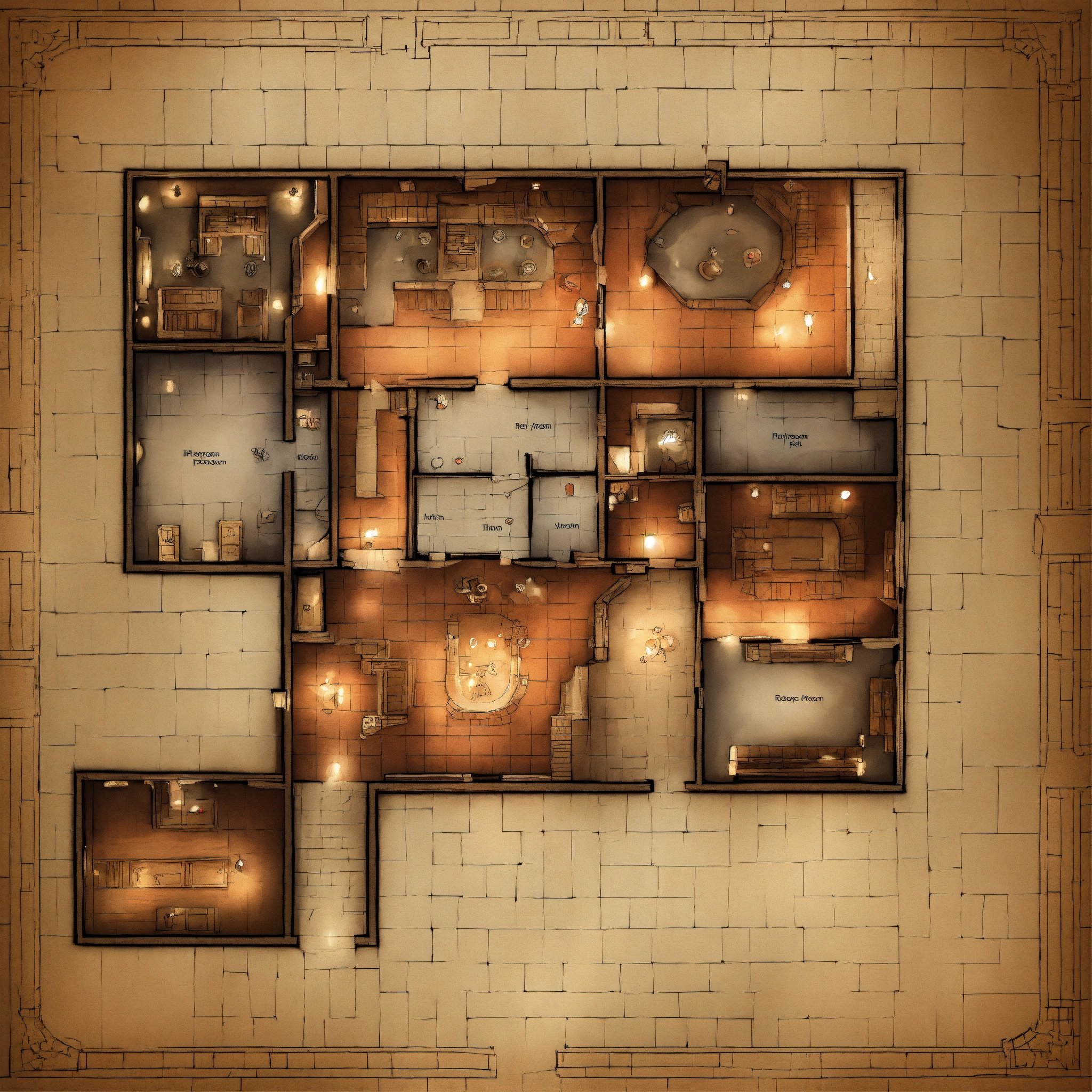 Lexica - Roleplay floorplan of a castle crypt dungeon