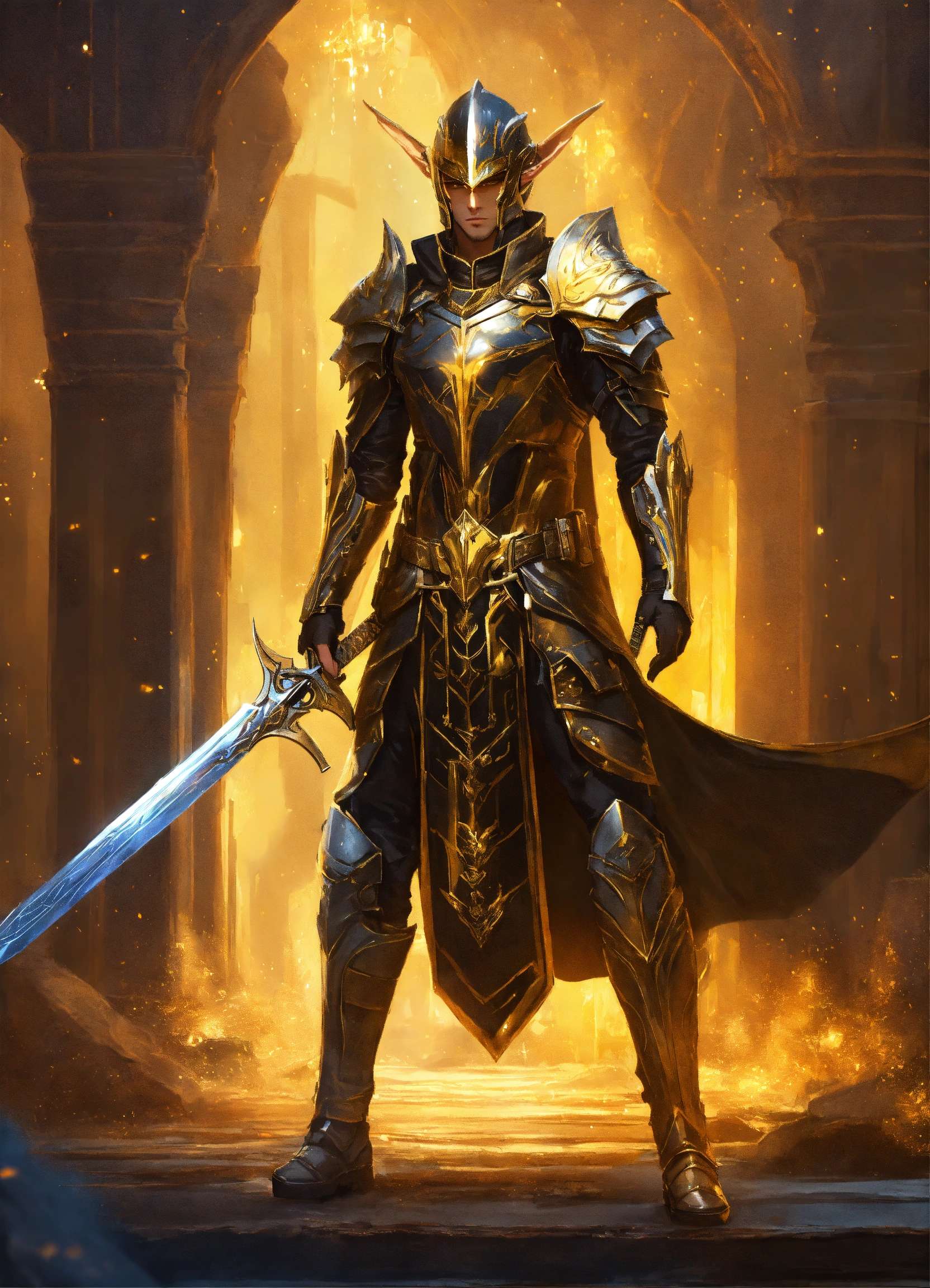 Lexica - Full body of a handsome male high elf, sci fi soldier wearing ...