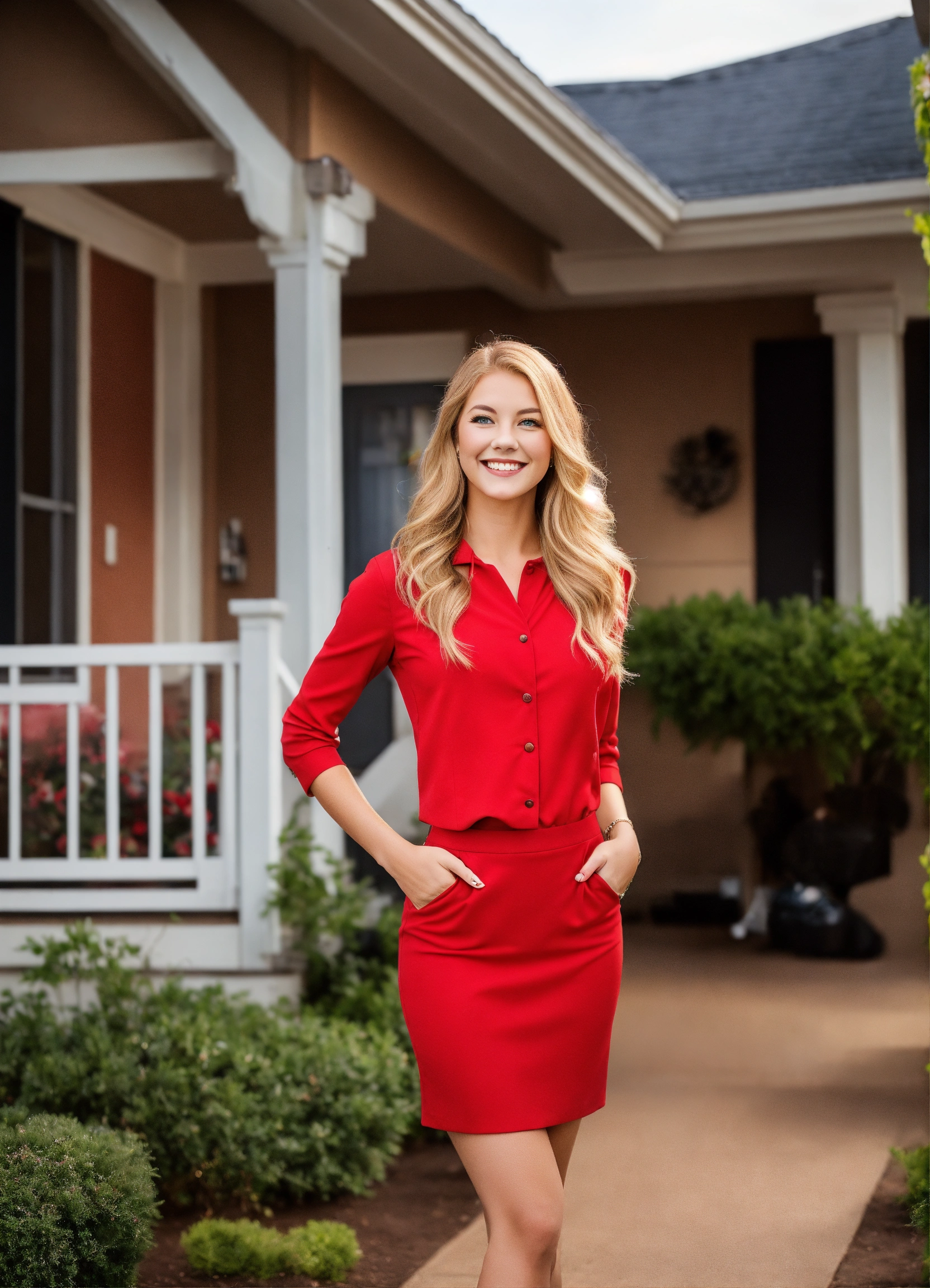 Lexica - Full body of a young female realtor in her 20s. She has long ...