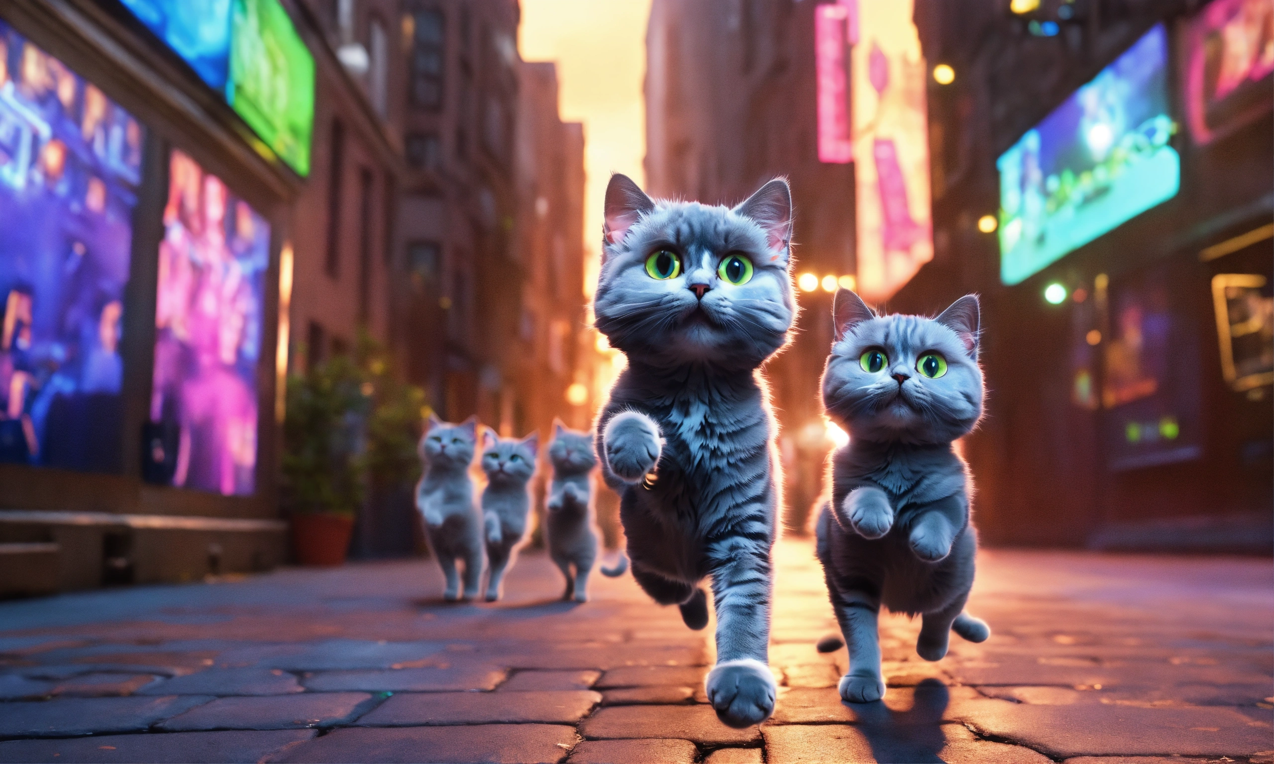 Lexica - 3D cat disco with a group of fluffy grey cat’s dancing on ...