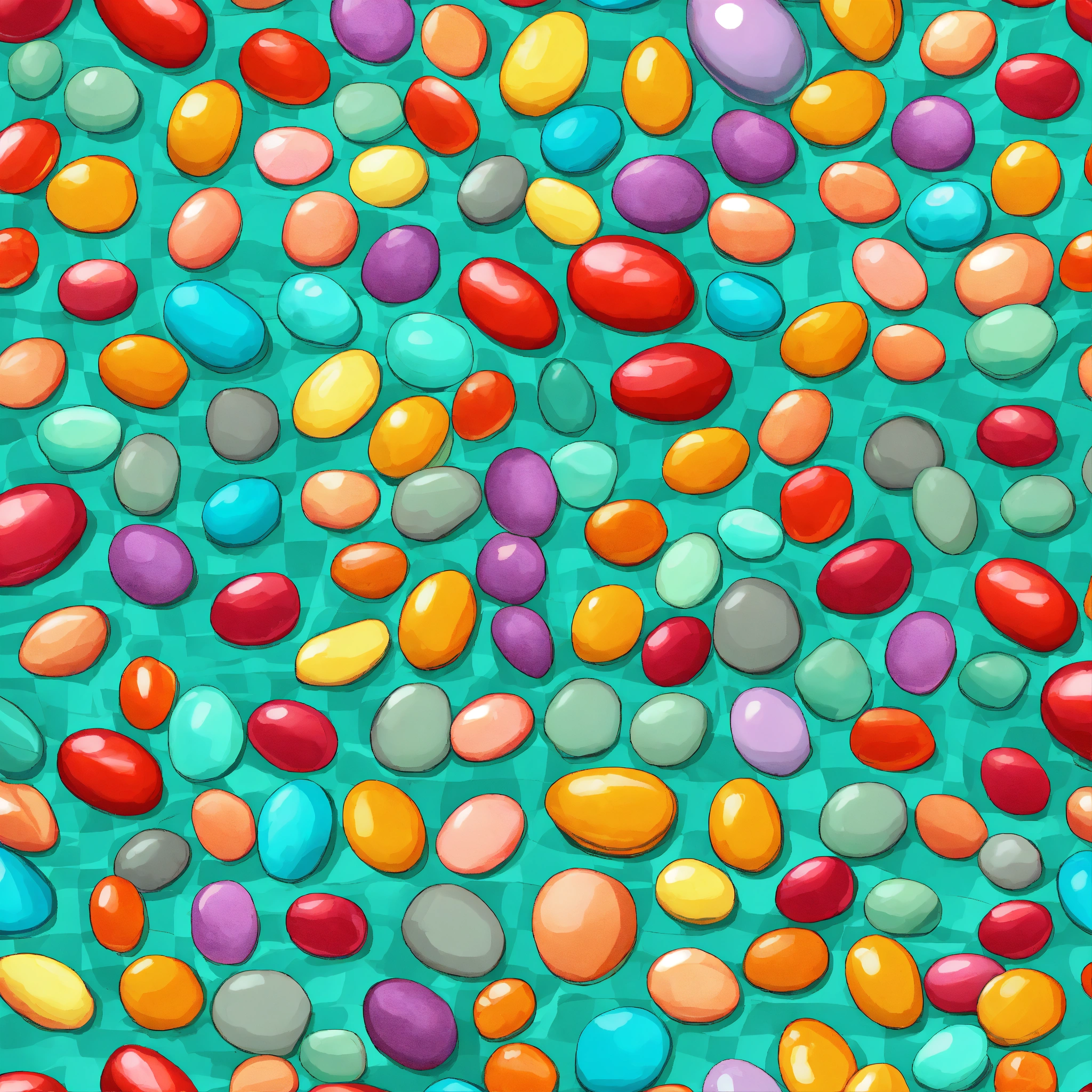 Lexica - Repeating pattern of jelly beans scattered on a cartoonish ...