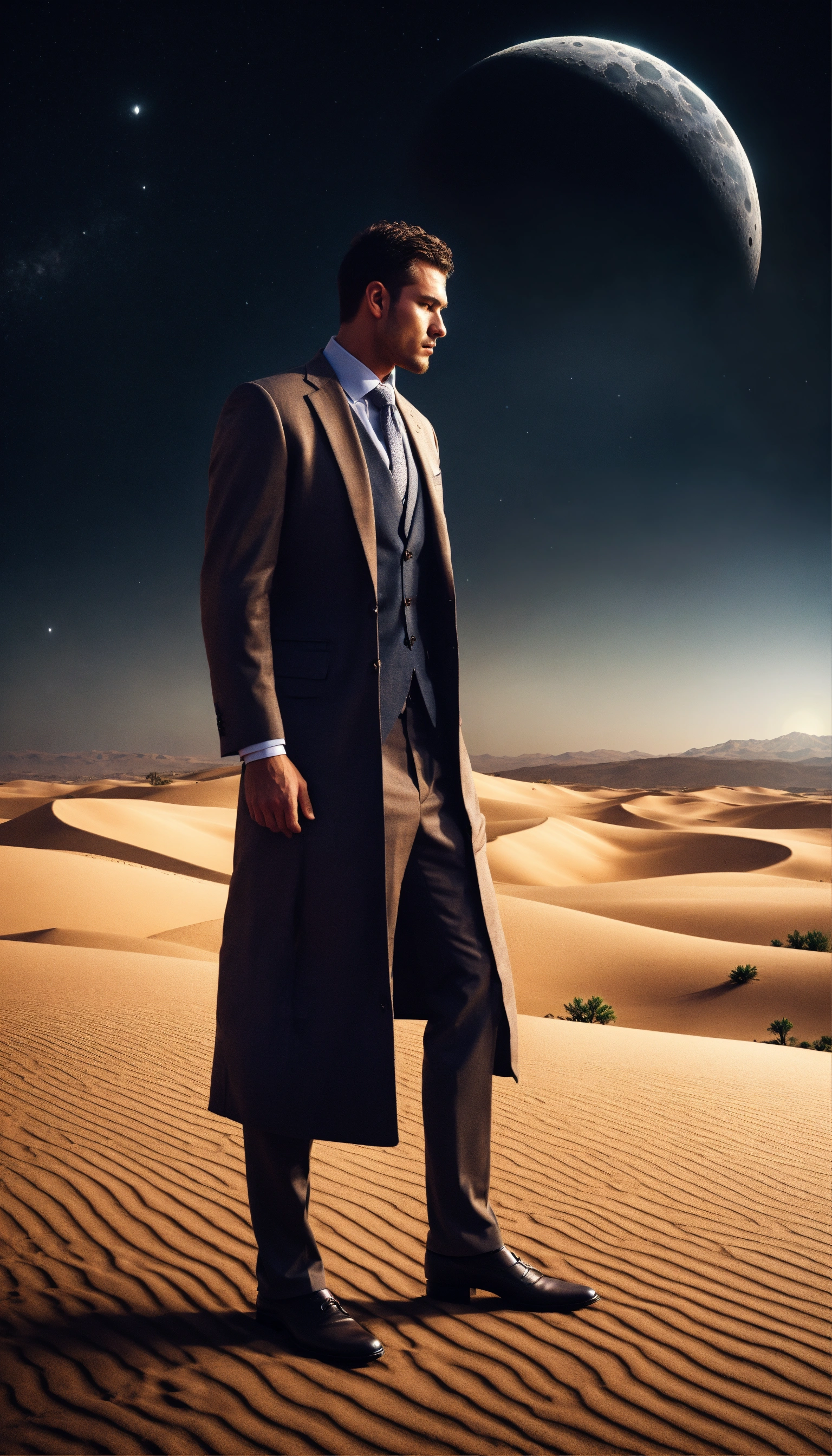 Lexica - Design a compelling image, tall and strong man, side profile ...