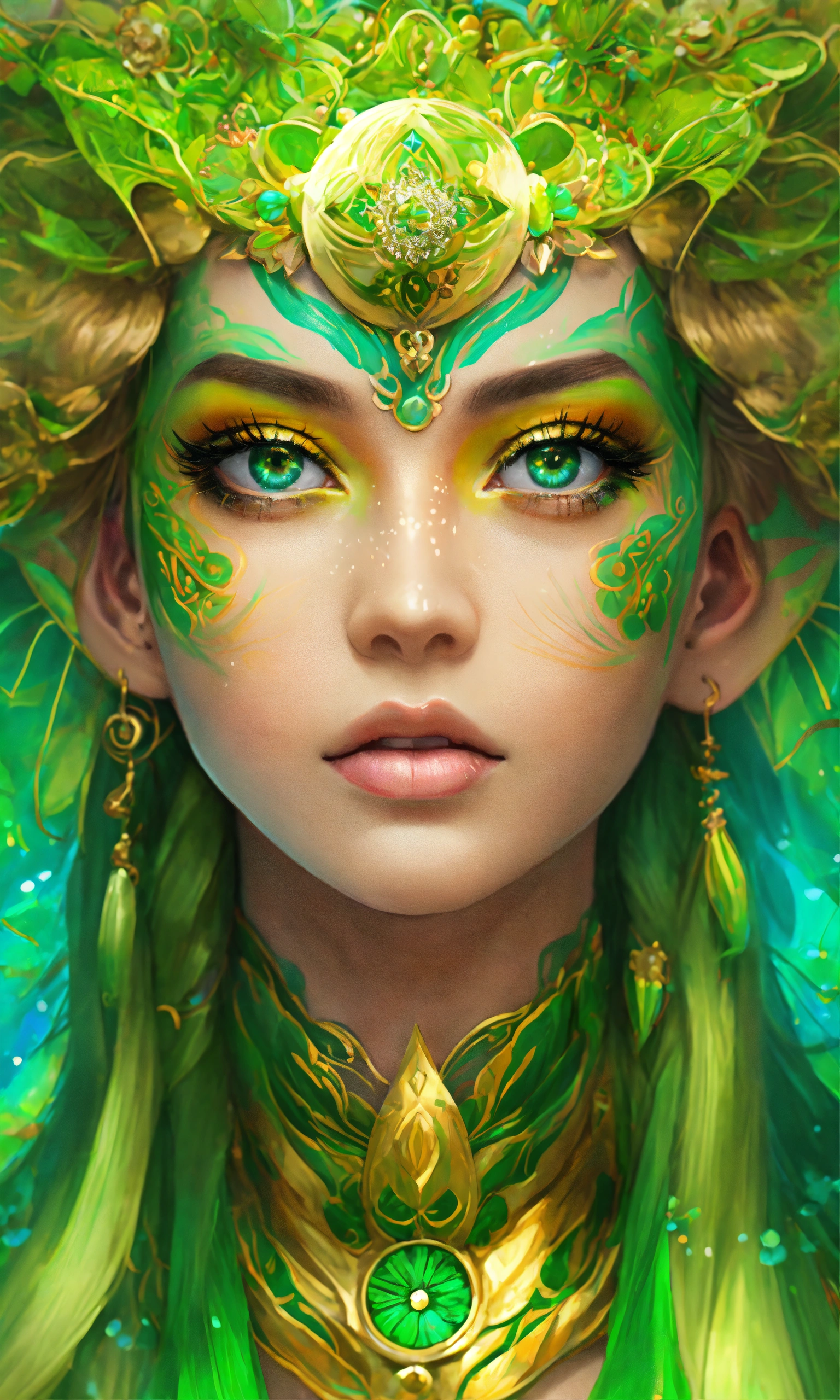 Lexica - Goddess face paint nomad bold green eyes pycdelic, anime ...