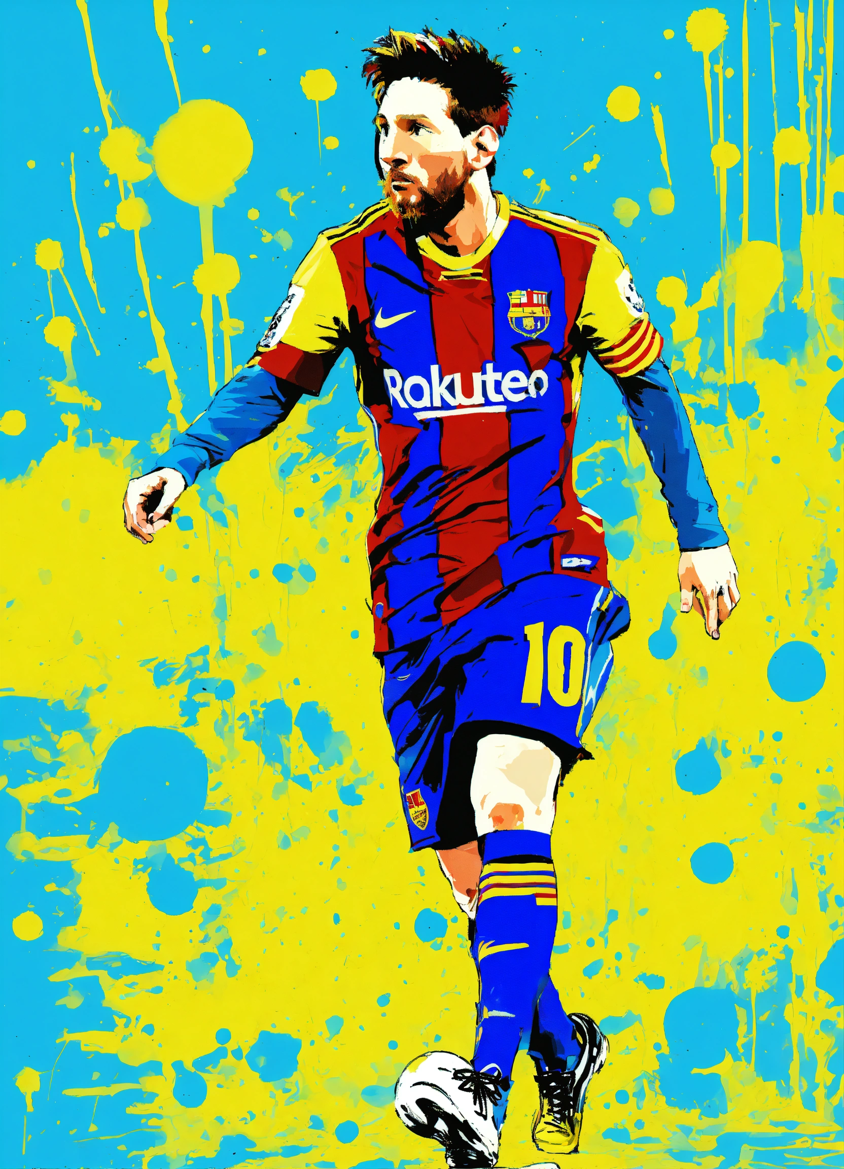 Lexica - Futuristic paint splatter of messi , Basquiat-inspired, creamy ...