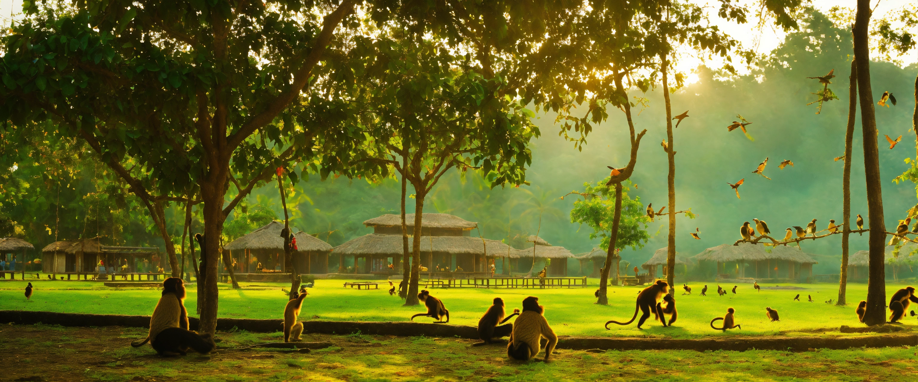 Lexica - One sunny morning, as the birds chirped and the monkeys swung ...
