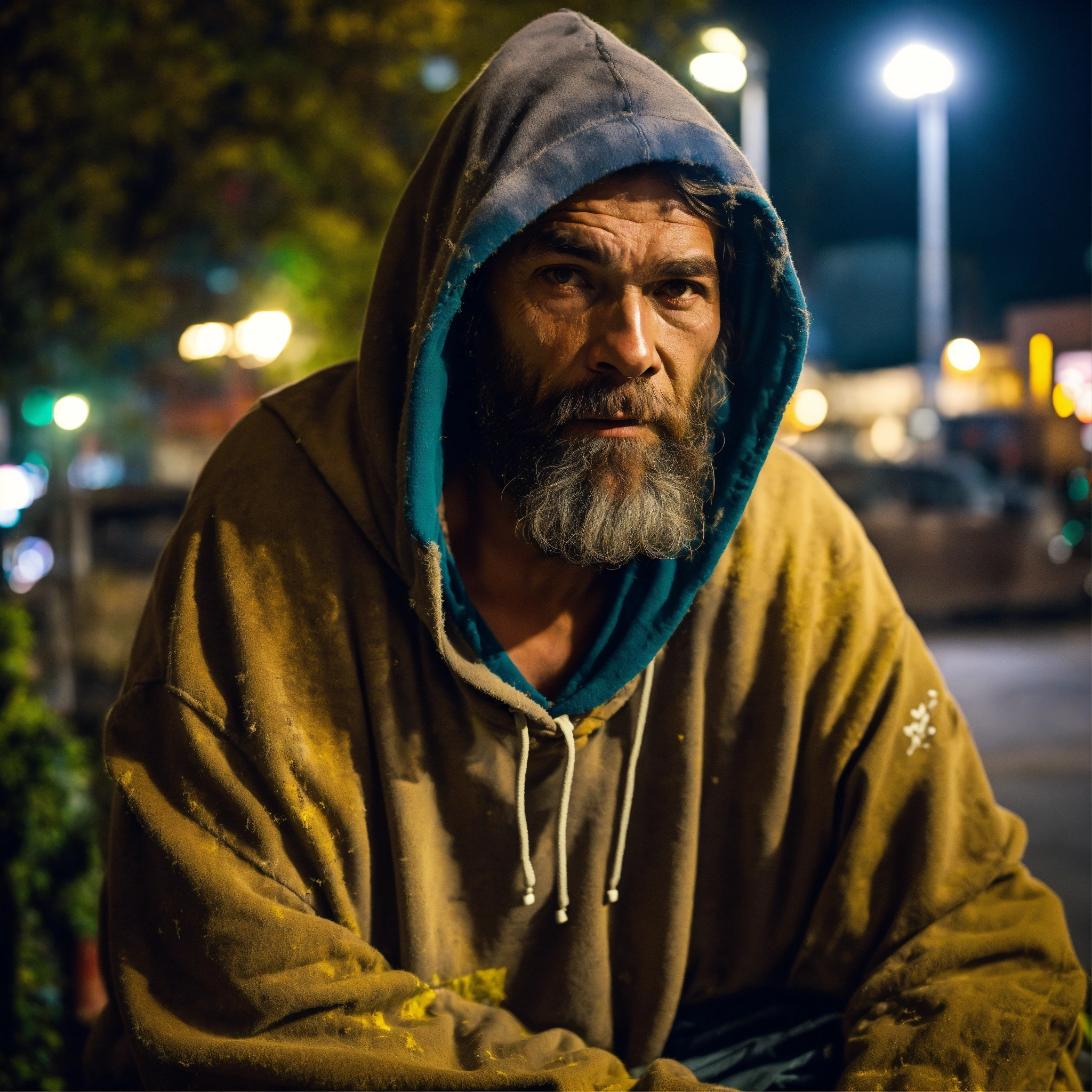 Lexica - A HUGE HOMELESS MAN WEARING DIRTY SHORTS AND A HOODIE