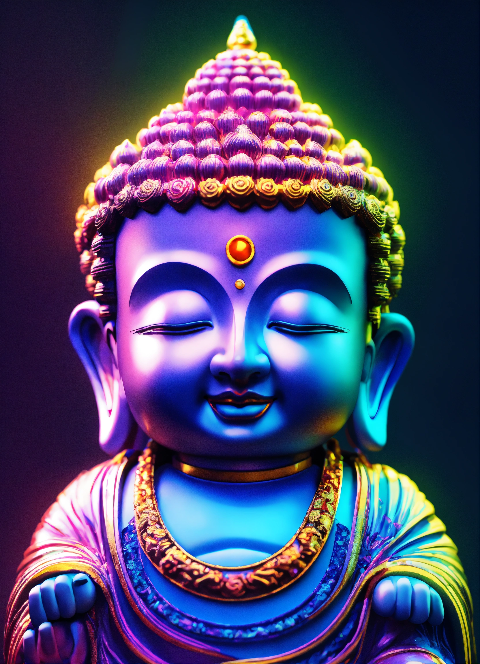 Lexica - Gelly cute adorable buddha, neon glow colours, highly ...