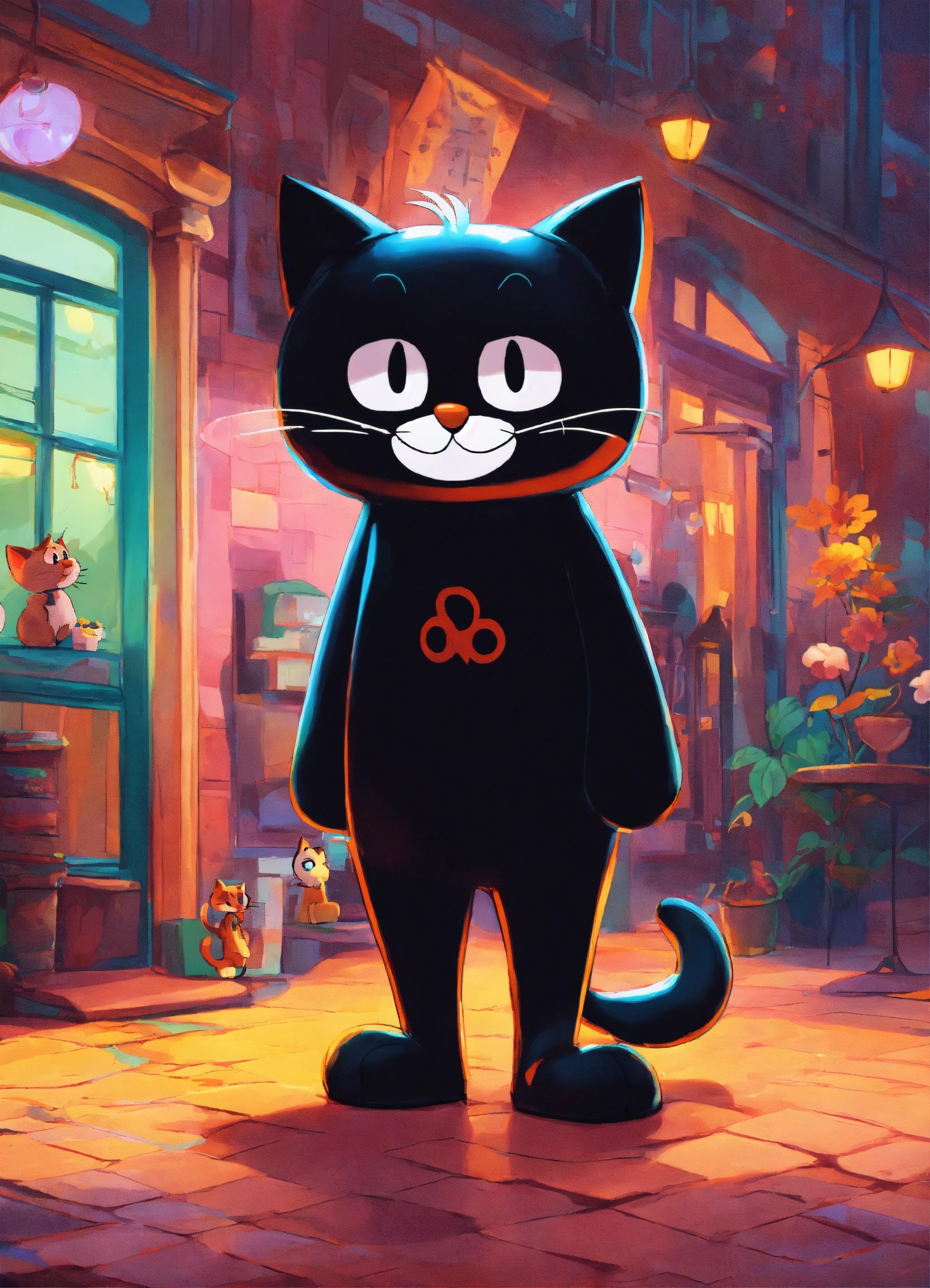 Lexica - A tall human like cat like the cartoon character felix the cat ...