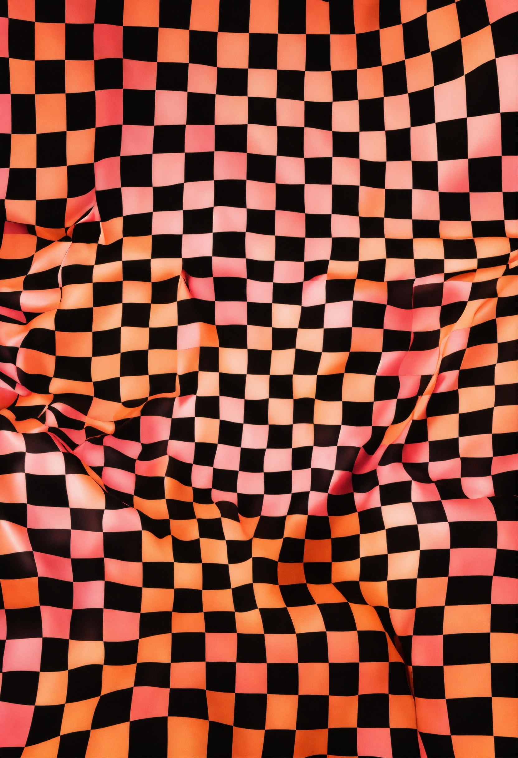 Lexica - Pink and orange checkered flag geometric pattern, wavy distorted, sharp focus, in the ...
