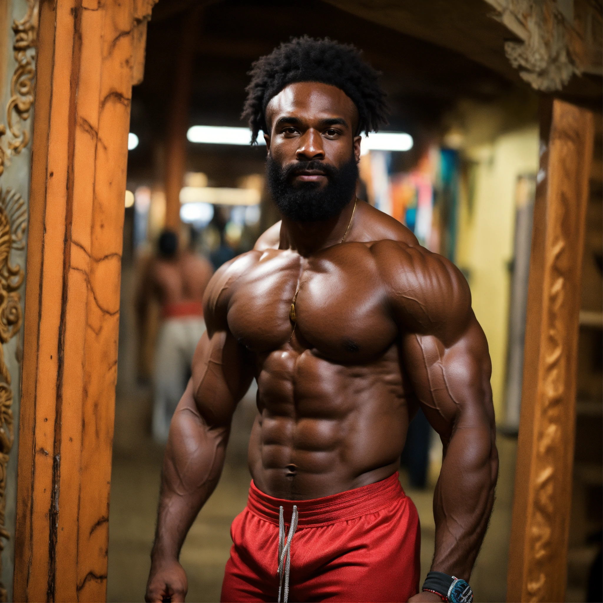 Lexica - 30-year-old hairy Nubian man with big muscles, big bodybuilder, body like a wrestler ...