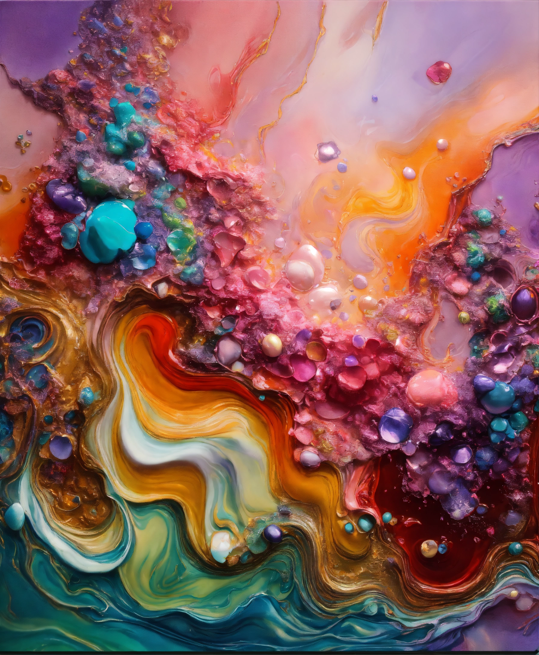Lexica - Colorful abstract painting oil and water complex complicated ...