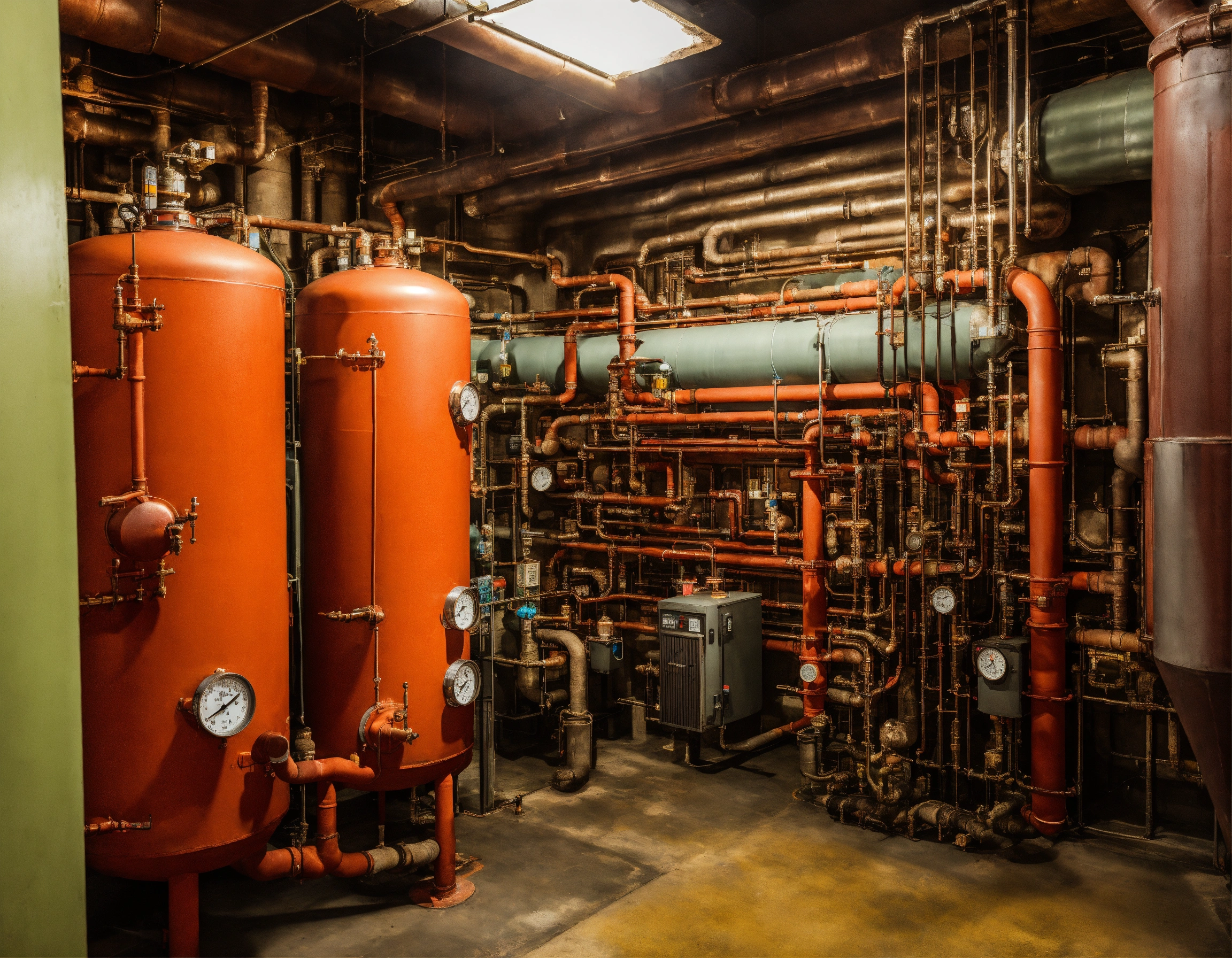 Lexica - A boiler room with lots of pipes and gauges.
