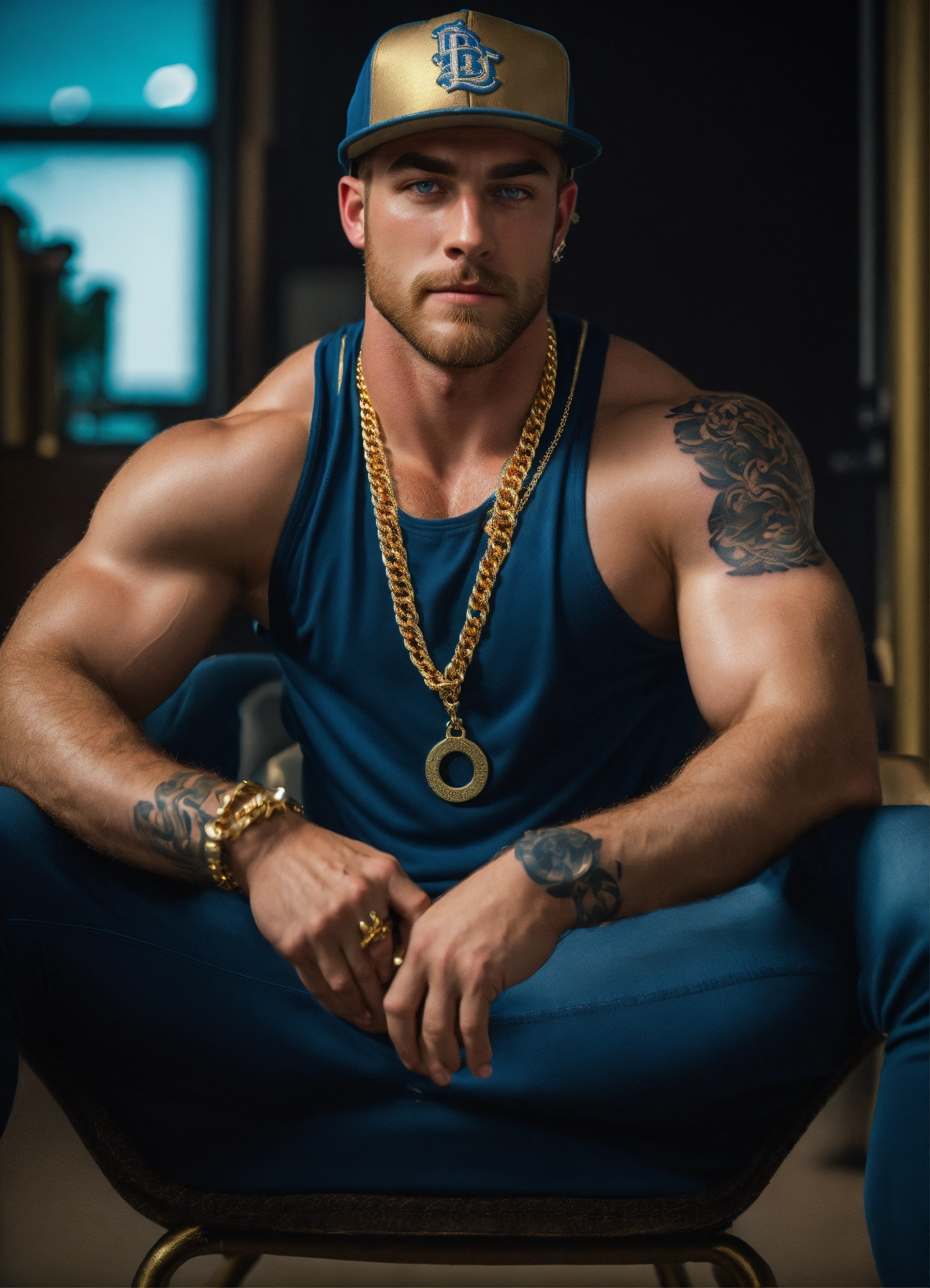 Lexica - Realistic photo of a masculine blonde haired, blue eyed ...