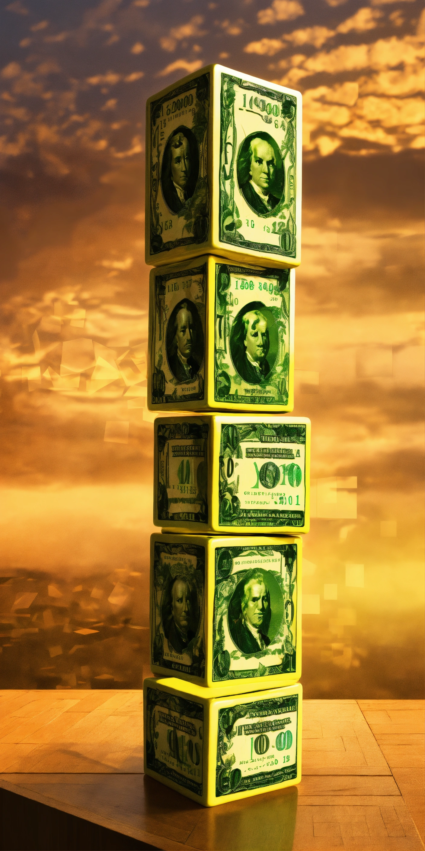 Lexica - Rubik's cubes in the shape of money that crumbles. Symbolizes ...