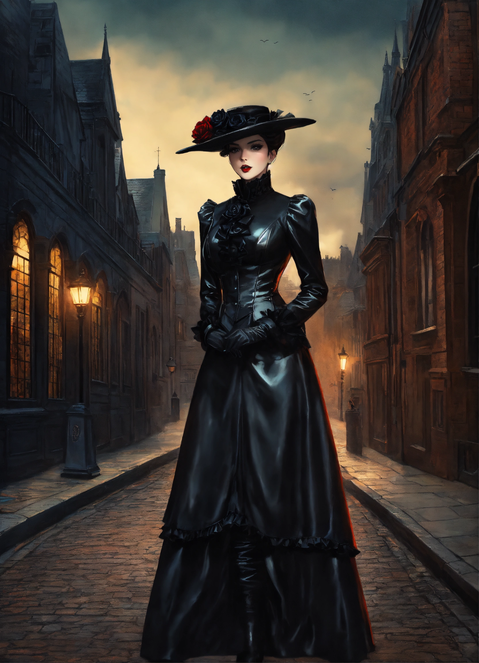 Lexica - Graphic novel art, stunning female vampire model, strict black ...